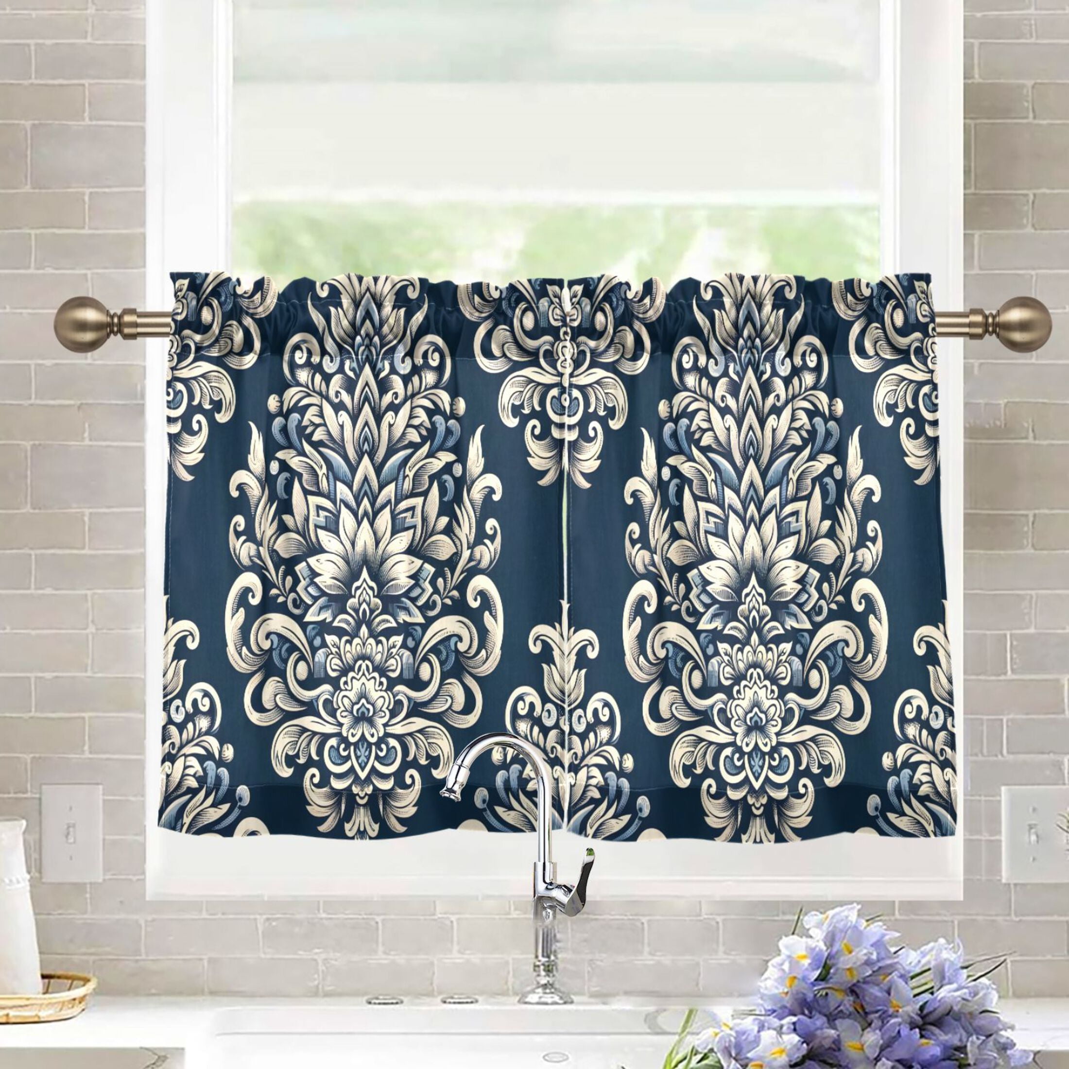 joogoo Boho Retro Pattern Curtains Sets Half Window Cafe Farmhouse Tier ...