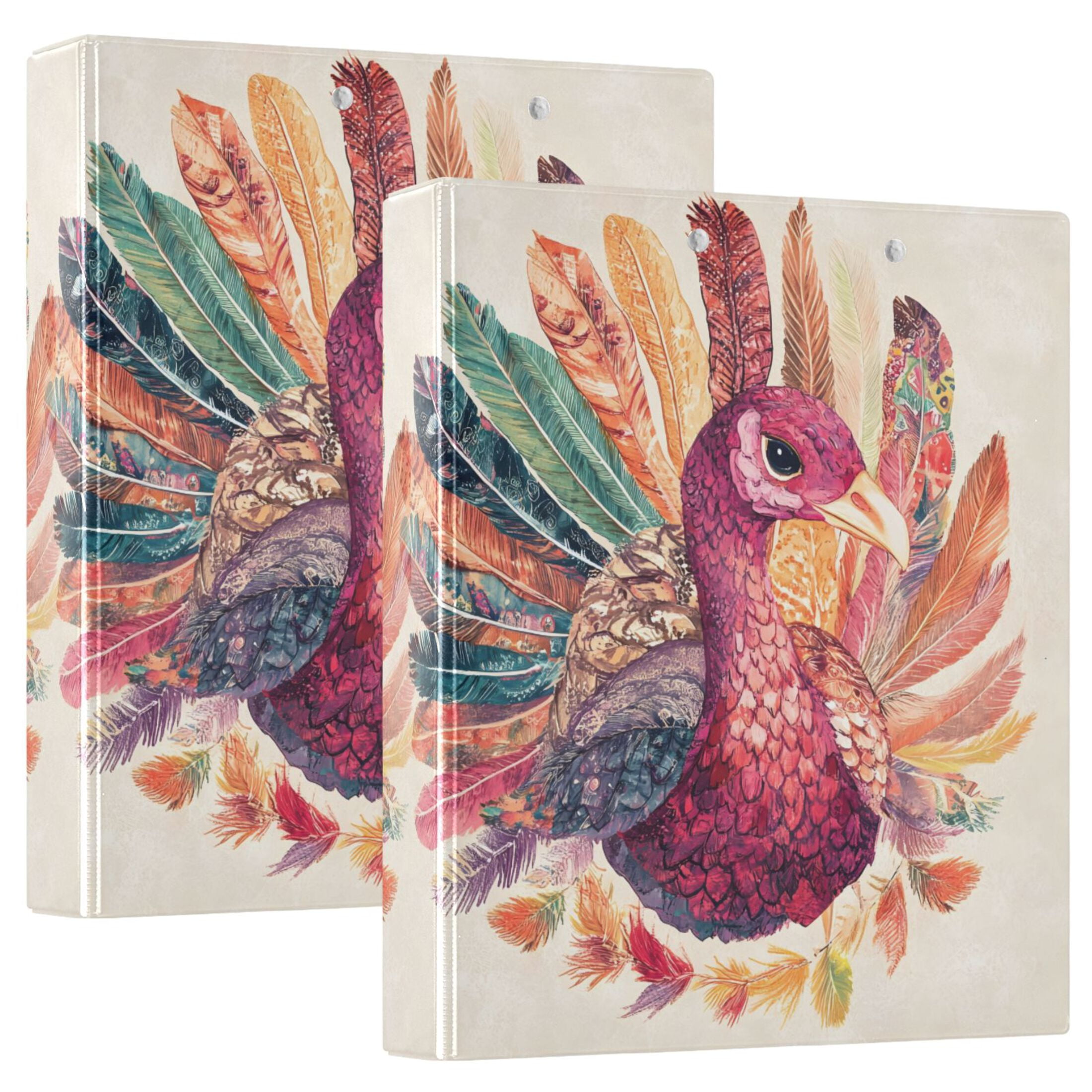 joogoo Bohomia Turkey with Feather Hardcover 3 Ring Binder 1.5" Round ...