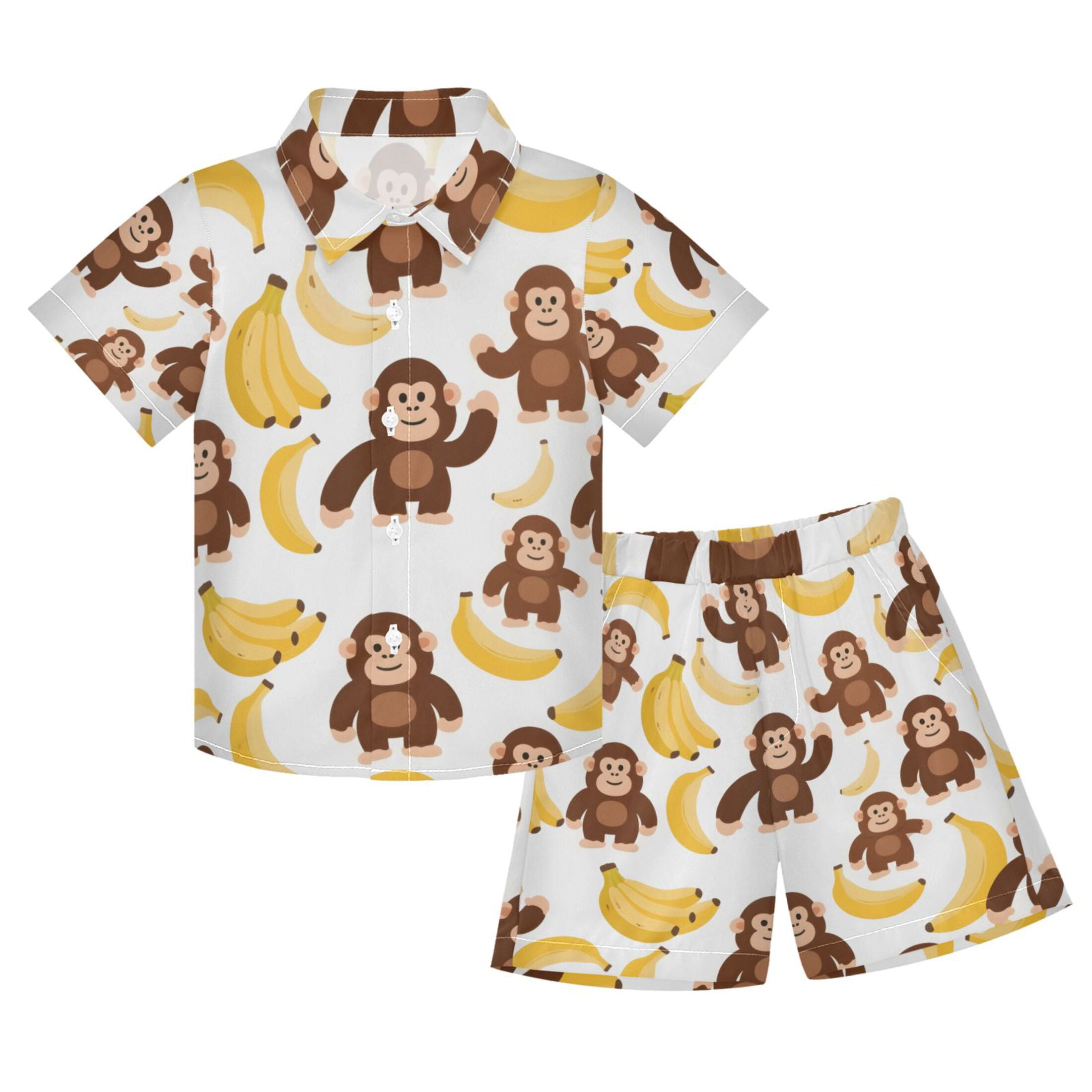 joogoo Boy Shorts Set Cartoon Monkey Bananas Cute 2 Piece Short Sleeve ...