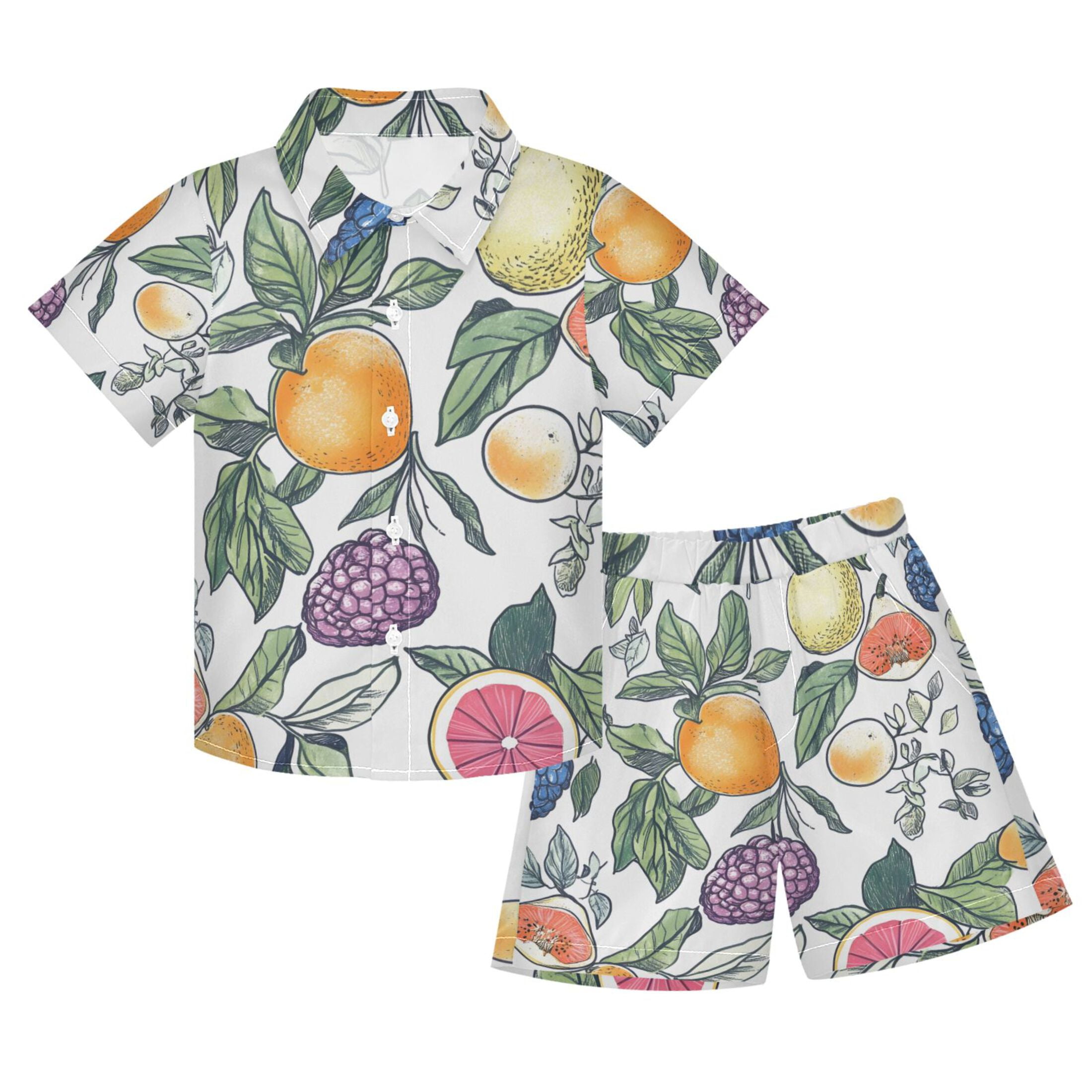 joogoo Boy Shorts Set Grape Fruits 2 Piece Short Sleeve Button Down ...