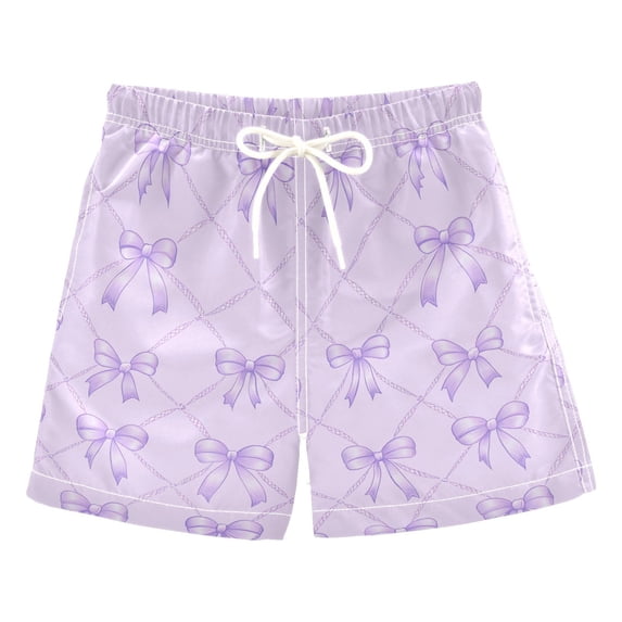joogoo Boy Swim Trunks Bows Checkered Purple Bathing Beach Board Shorts ...