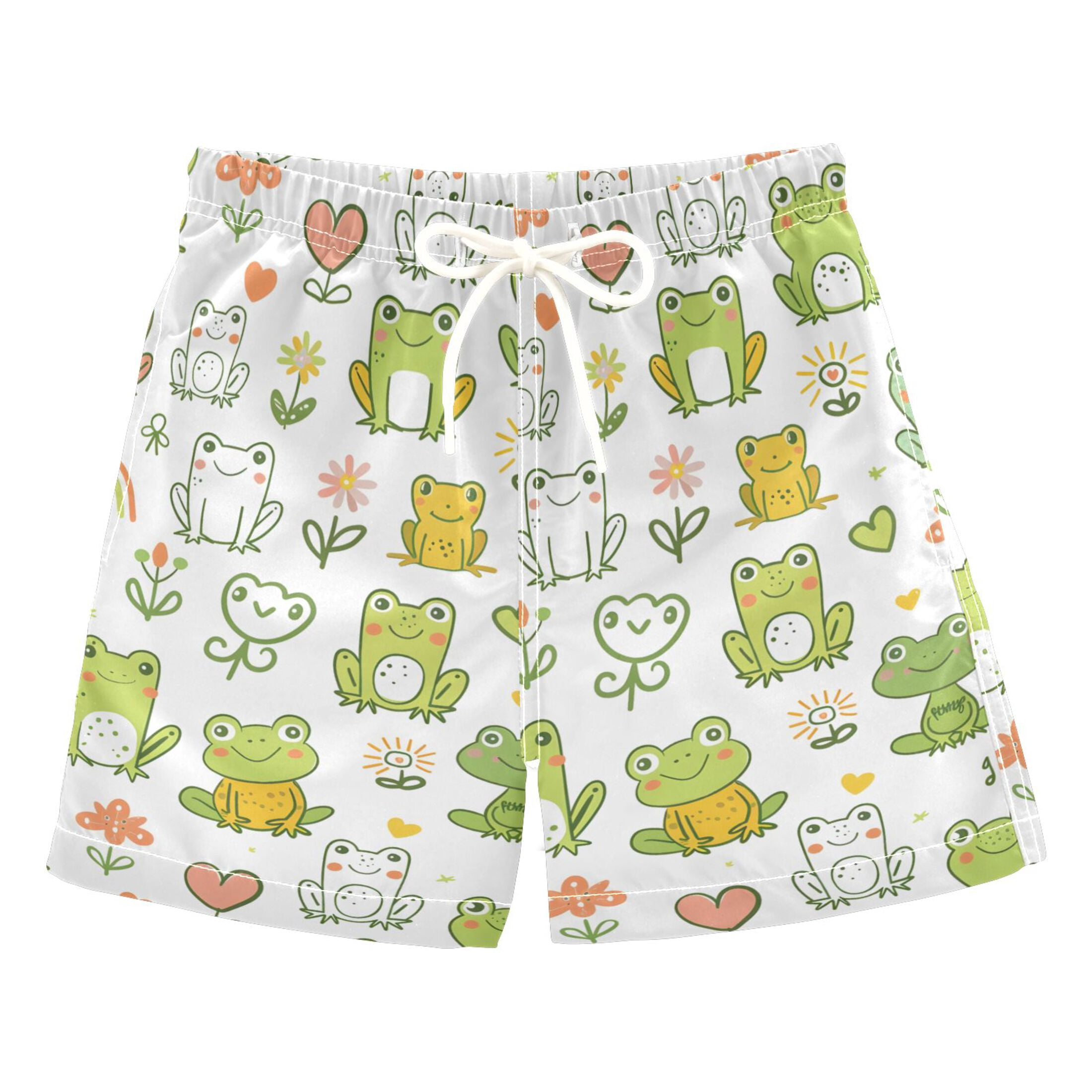 joogoo Boy Swim Trunks Cartoon Frog Floral Bathing Beach Board Shorts ...