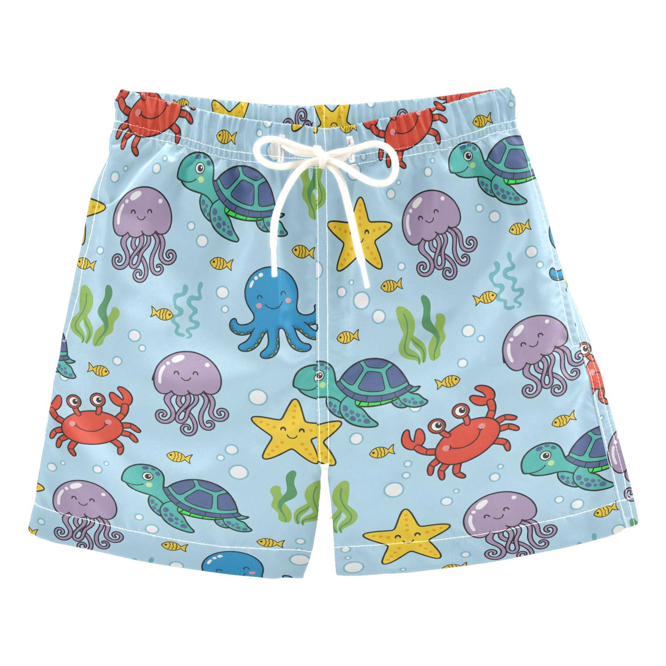 joogoo Boy Swim Trunks Crabs Jellyfish Starfish Bathing Beach Board ...