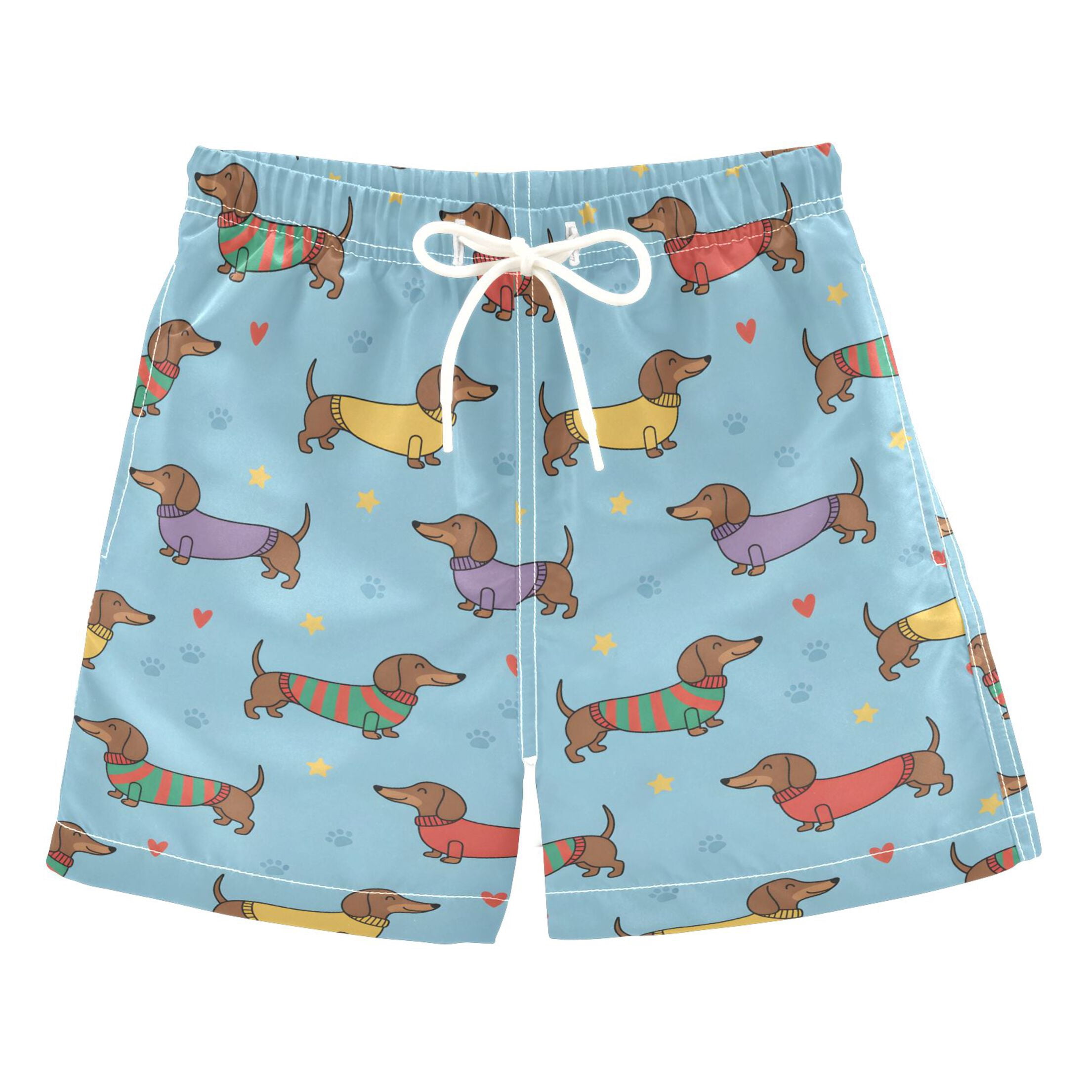 joogoo Boy Swim Trunks Cute Dachshund Dogs Bathing Beach Board Shorts S ...