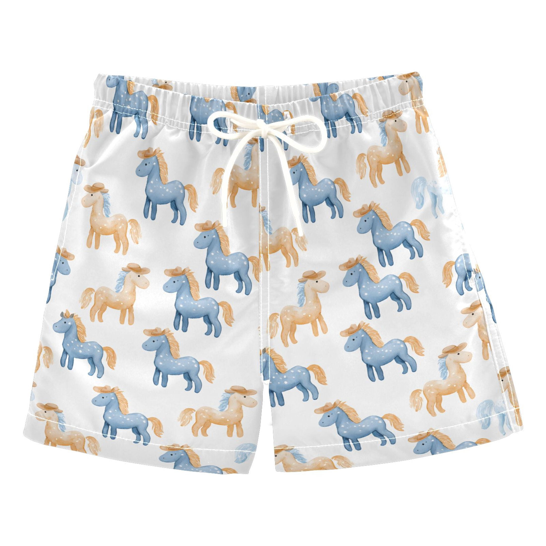 joogoo Boy Swim Trunks Hand Draw Horse Bathing Beach Board Shorts S ...