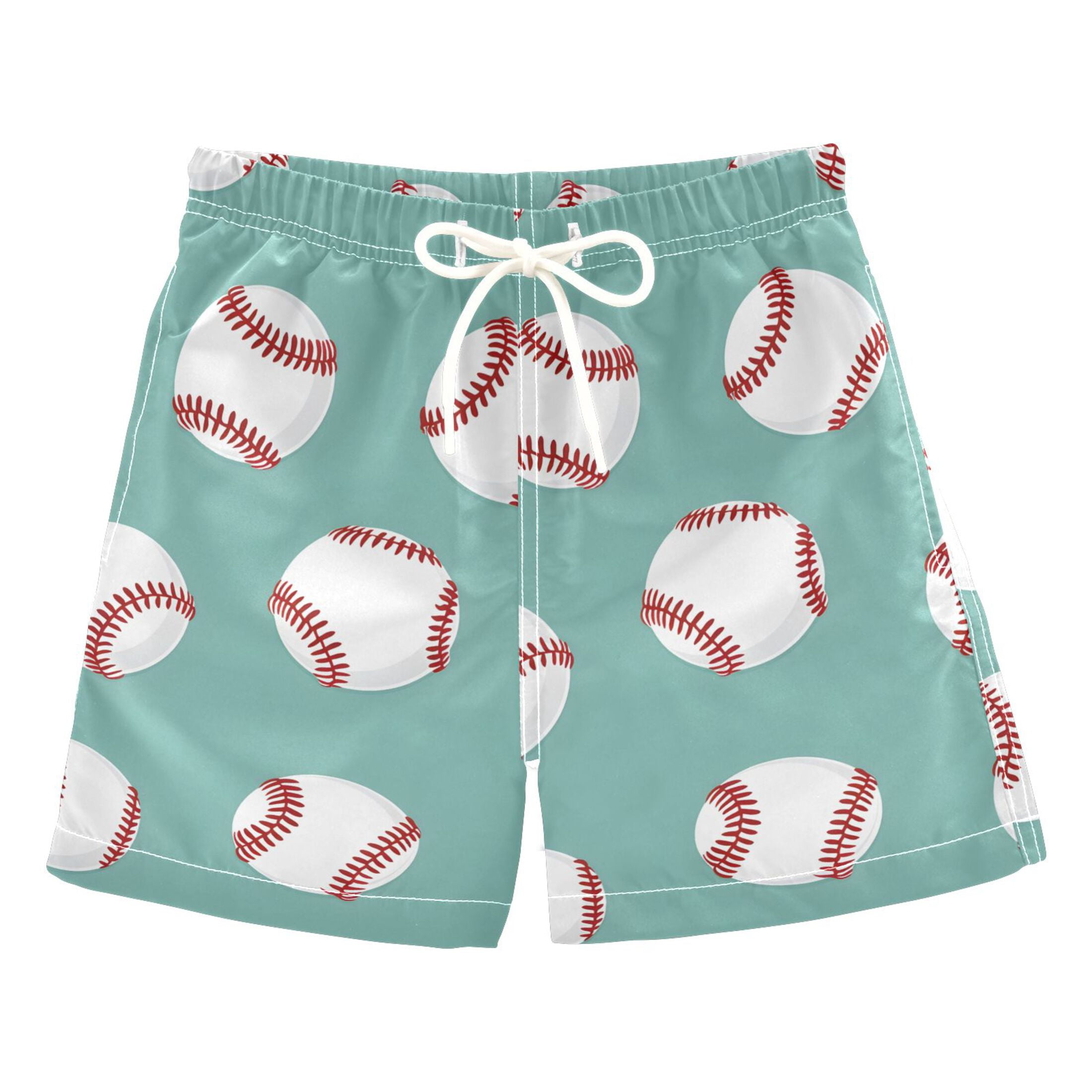joogoo Boys Swim Trunks Baseball on Blue Beach Board Shorts Drawstring ...