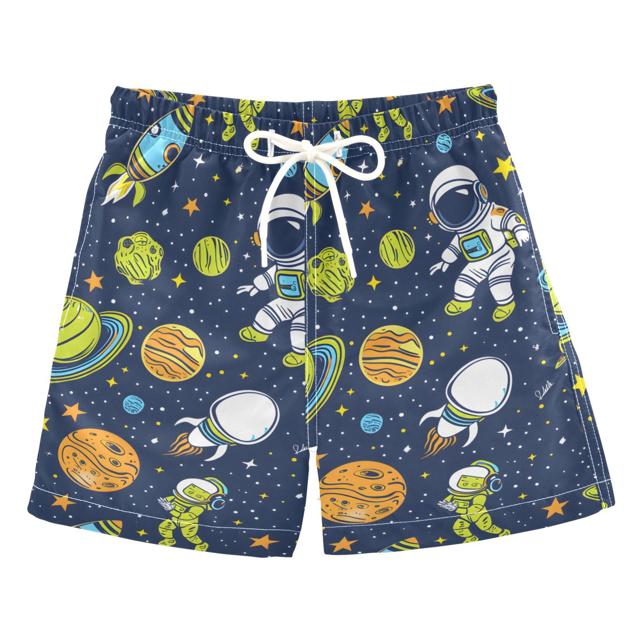 joogoo Boys Swim Trunks Cartoon Astronauts Space Universe Beach Board ...