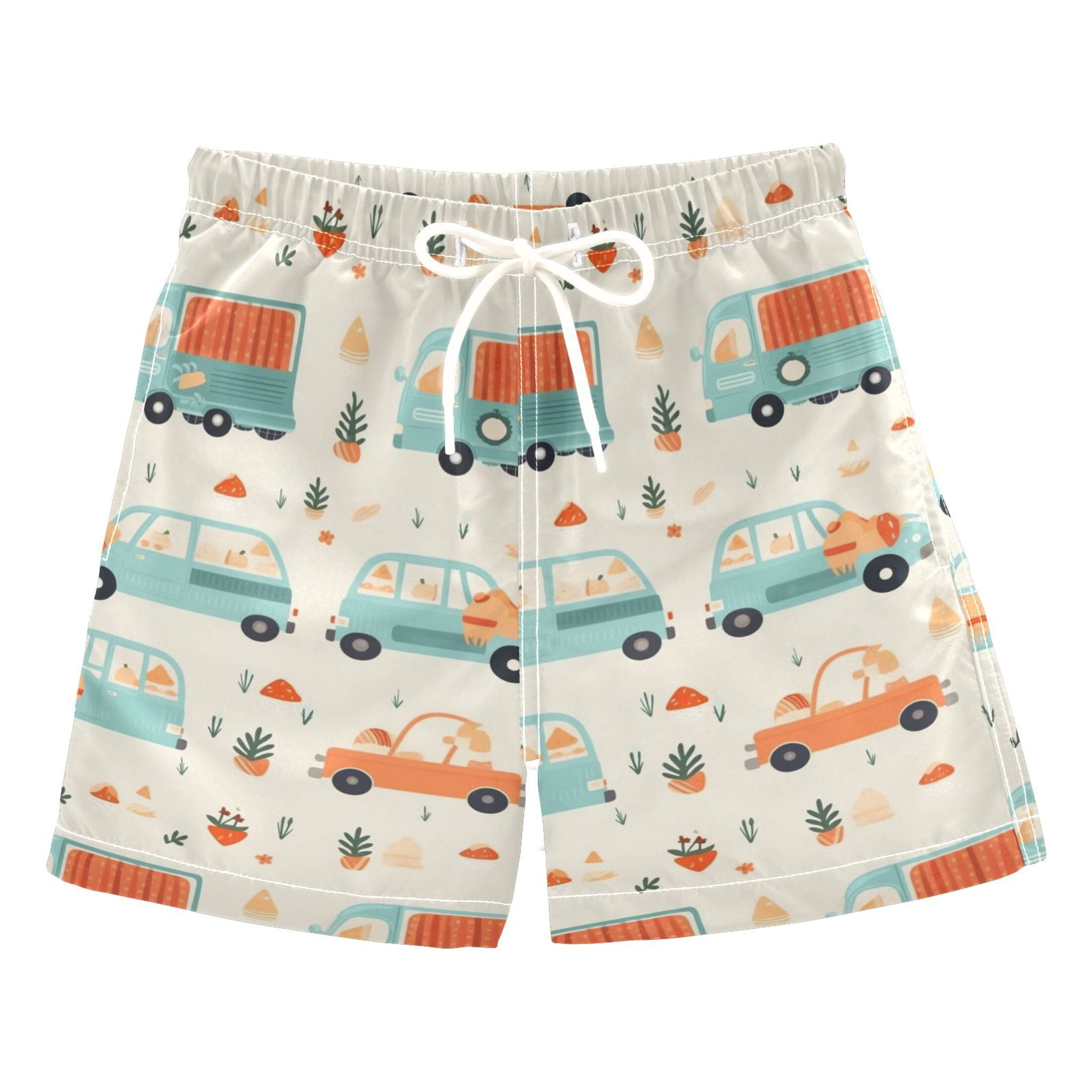 joogoo Boys Swim Trunks Cartoon Cars Vehicle Beach Board Shorts ...