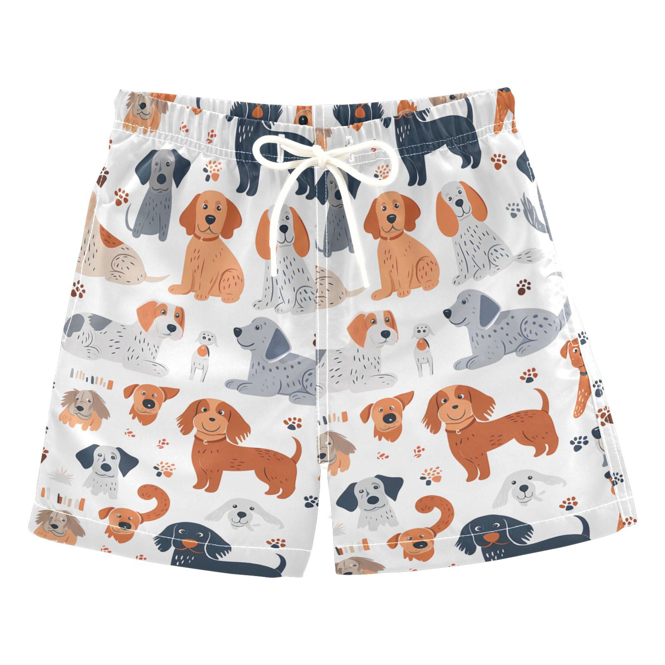 joogoo Boys Swim Trunks Cartoon Dogs and Footprints Beach Board Shorts ...