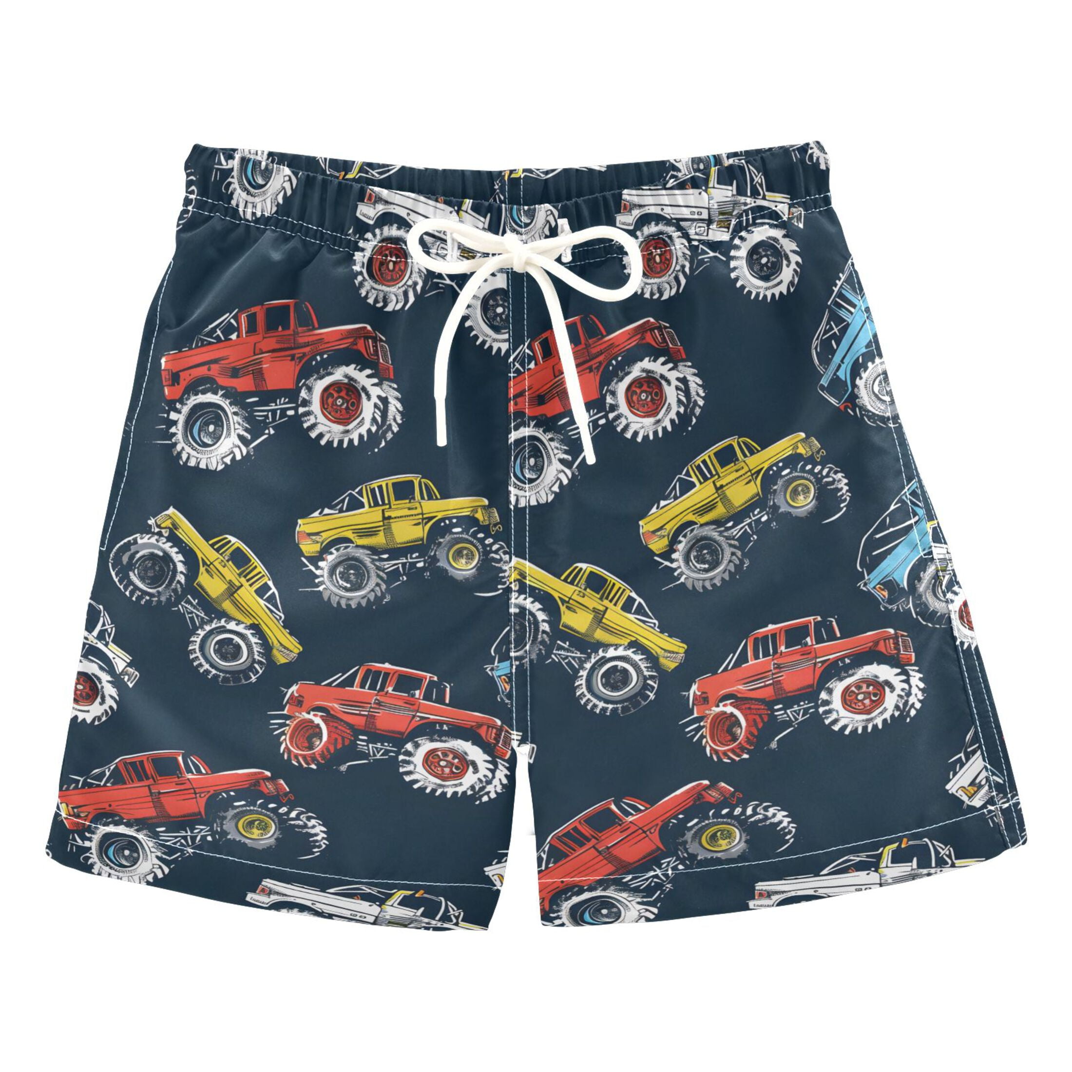 joogoo Boys Swim Trunks Cartoon Monster Trucks Comic Beach Board Shorts ...