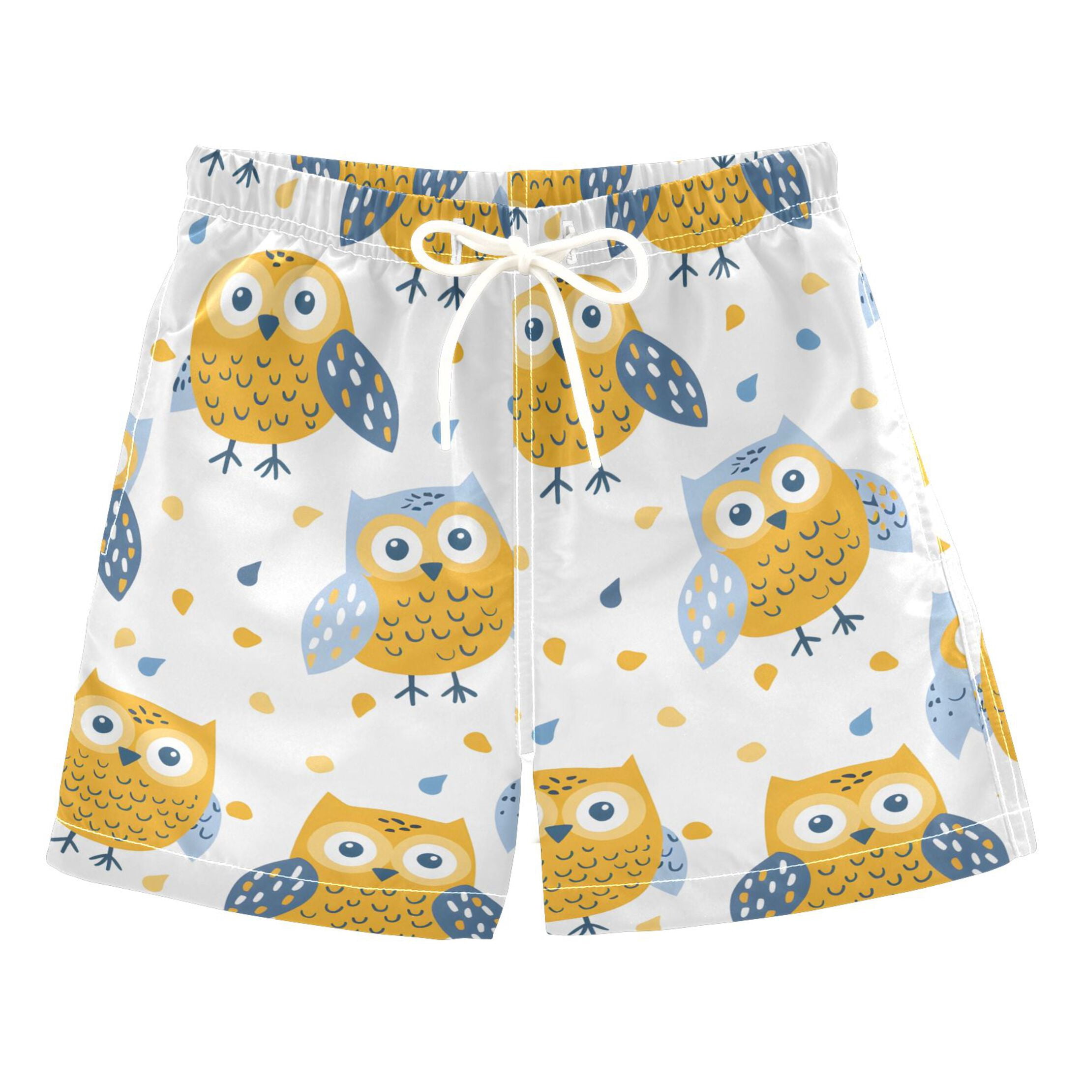 joogoo Boys Swim Trunks Cartoon Owl Cute Beach Board Shorts Drawstring ...