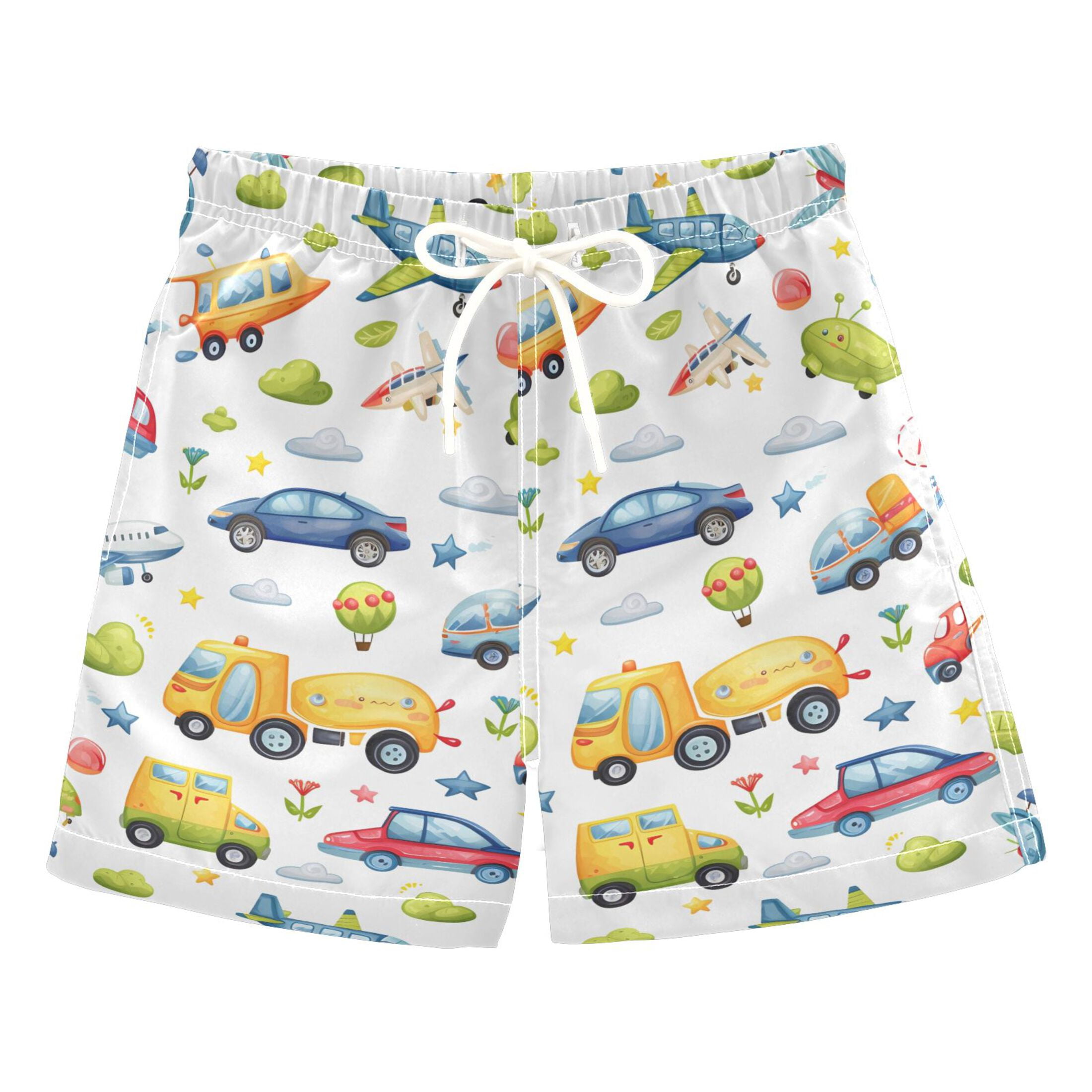 joogoo Boys Swim Trunks Cartoon Vehicles and Aircraft Beach Board ...