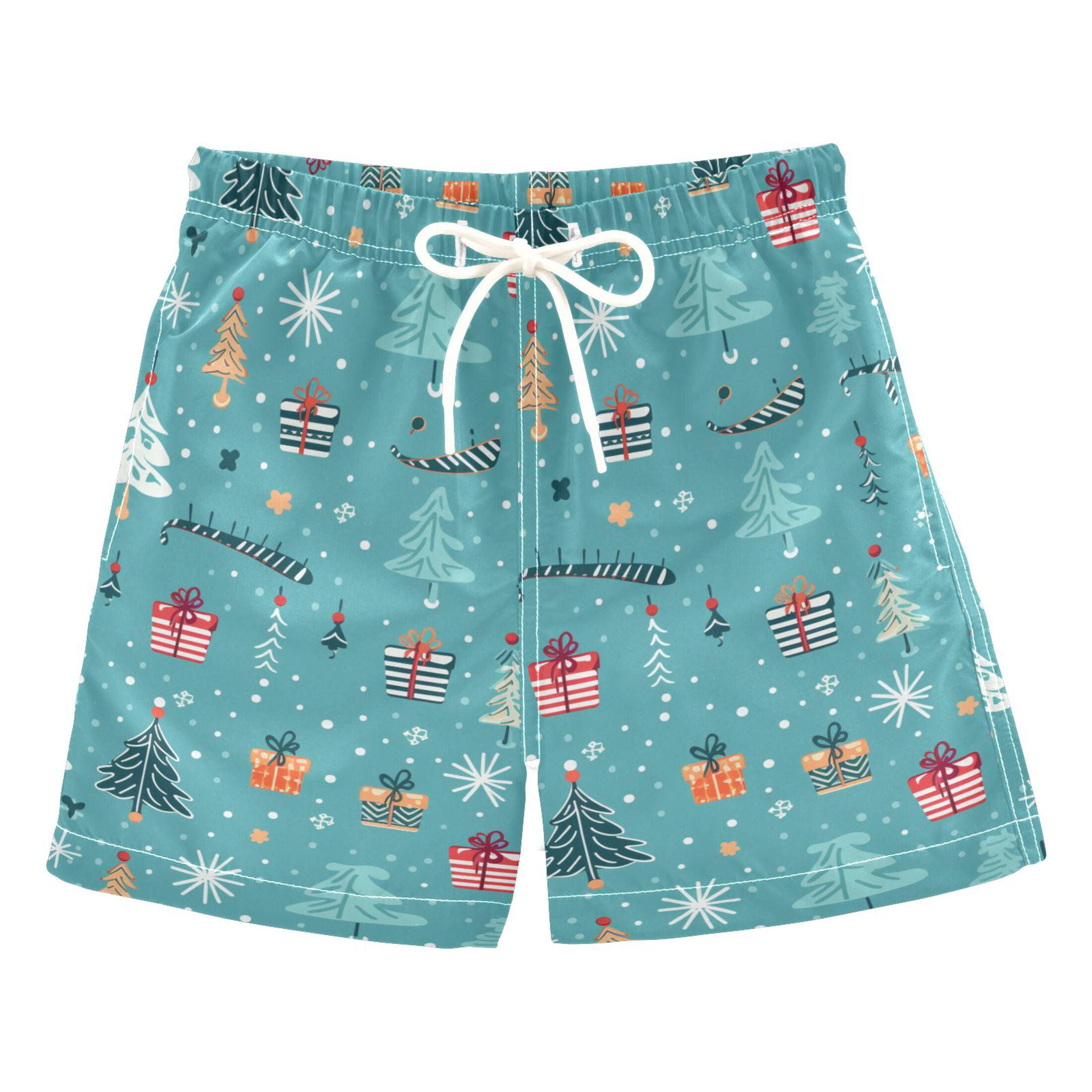 joogoo Boys Swim Trunks Christmas Trees with Gifts Beach Board Shorts ...