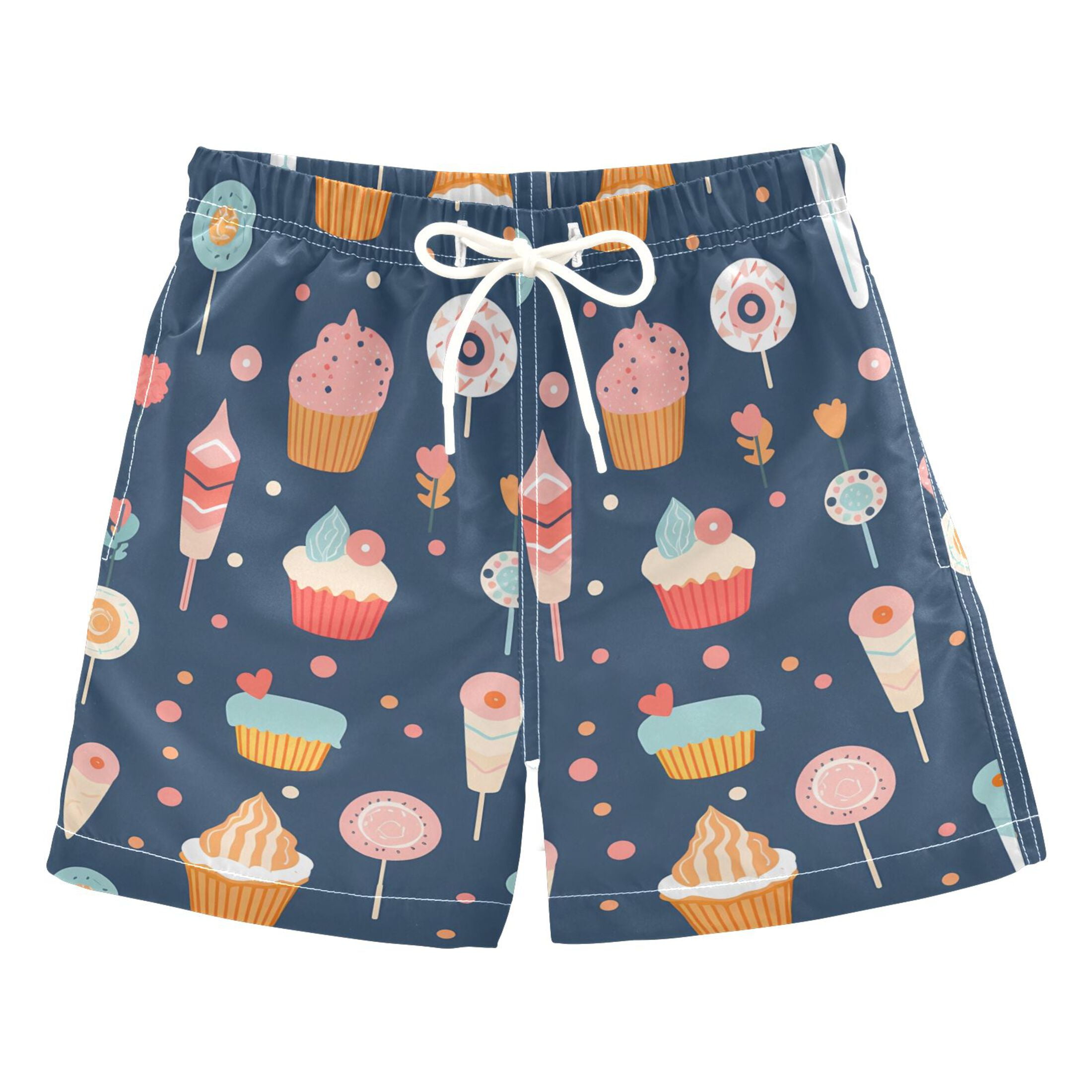 joogoo Boys Swim Trunks Cute Carton Cream and Candy Beach Board Shorts ...