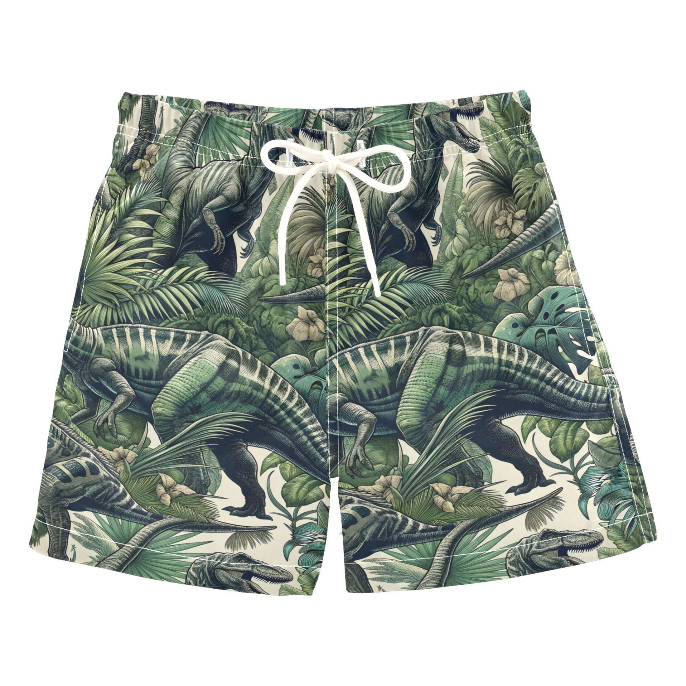 joogoo Boys Swim Trunks Dinosaurs in Tropical Plant Beach Board Shorts ...