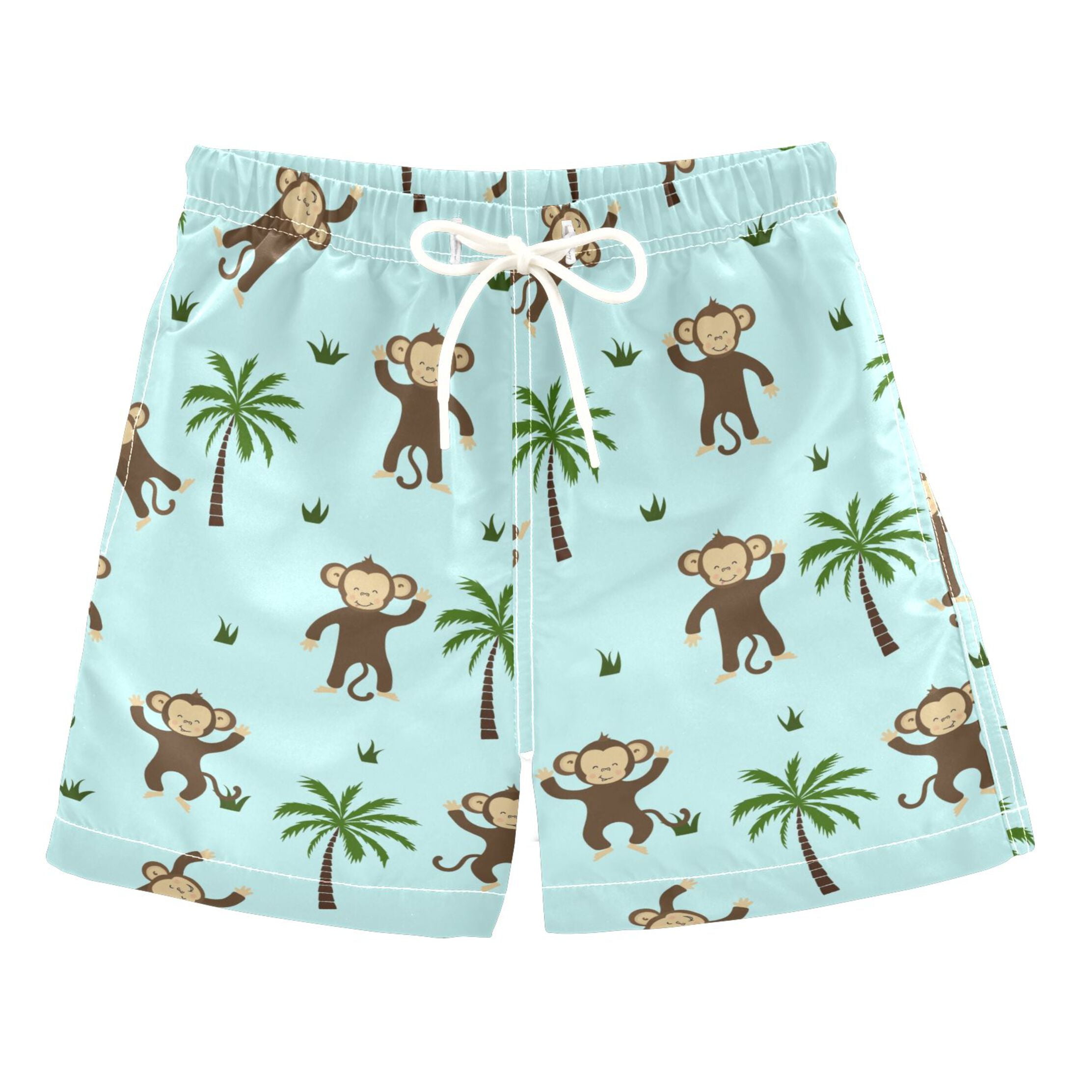 joogoo Boys Swim Trunks Funny Monkey and Tree Palm Beach Board Shorts ...