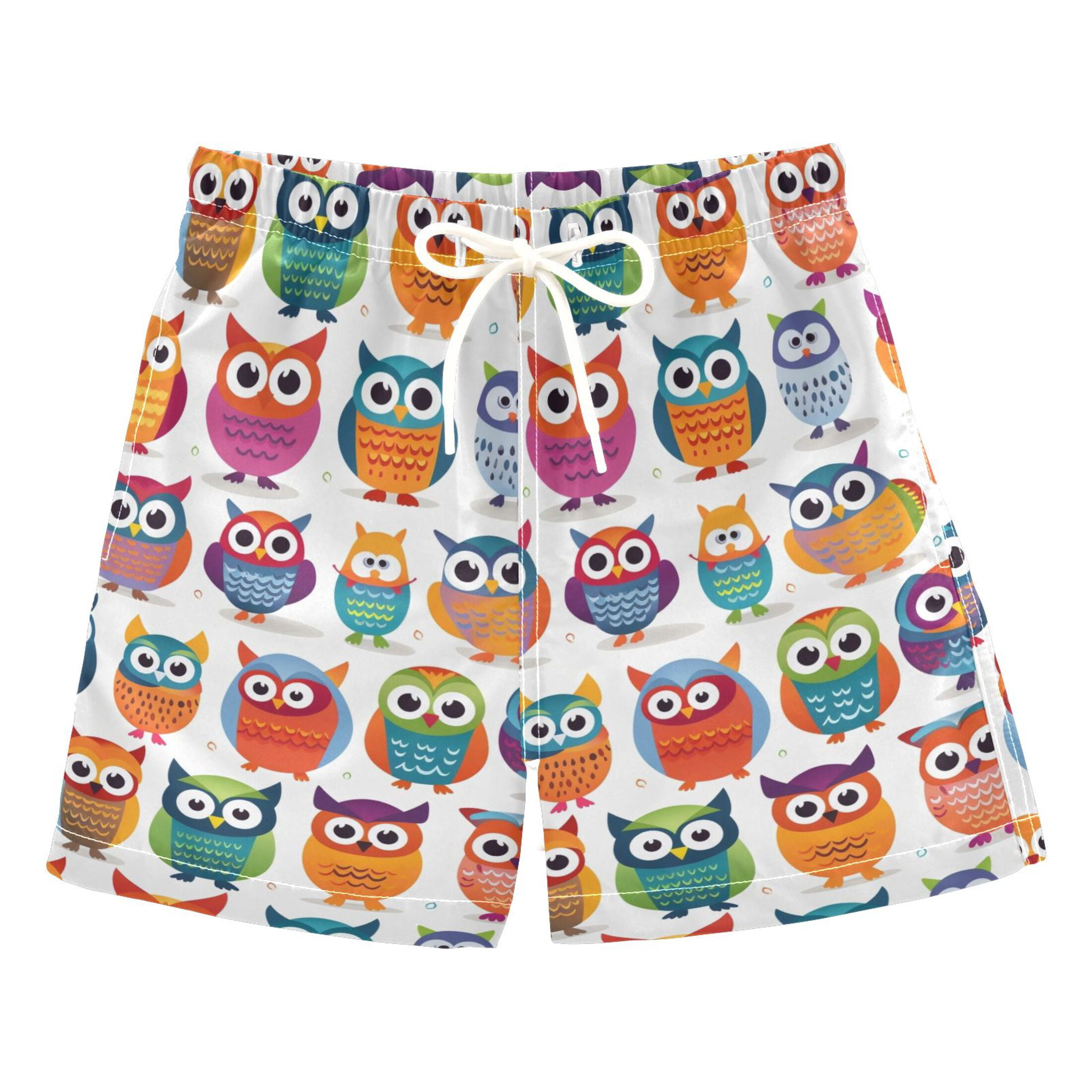 joogoo Boys Swim Trunks Owls Beach Board Shorts Drawstring Swimsuit 3T ...
