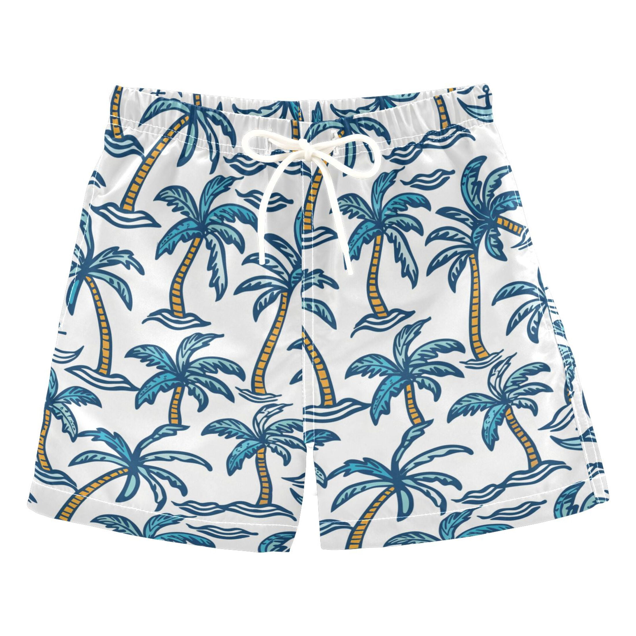 joogoo Boys Swim Trunks Palm Trees and Spear Beach Board Shorts ...