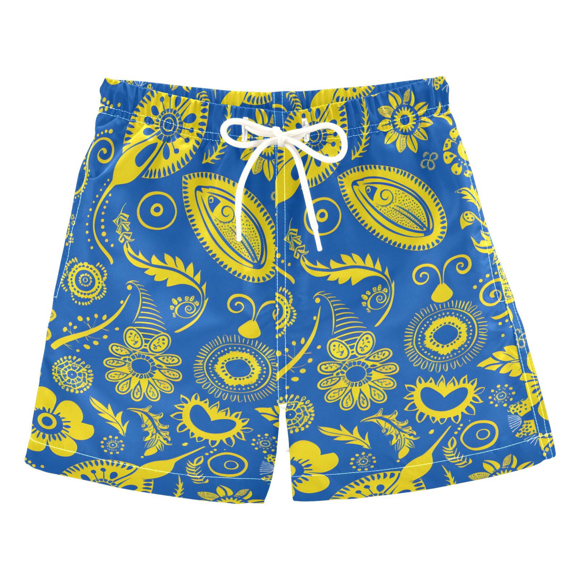 joogoo Boys Swim Trunks Plant and Flower Beach Board Shorts Drawstring ...