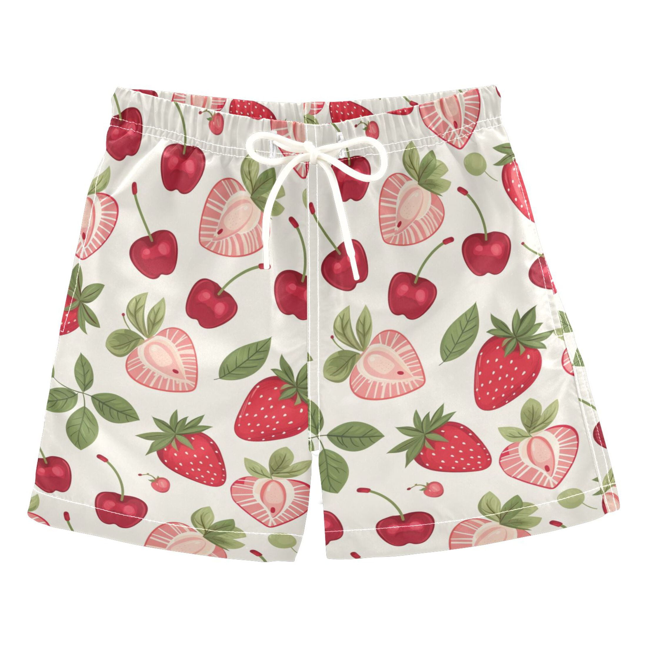 joogoo Boys Swim Trunks Strawberry and Cherry Beach Board Shorts ...