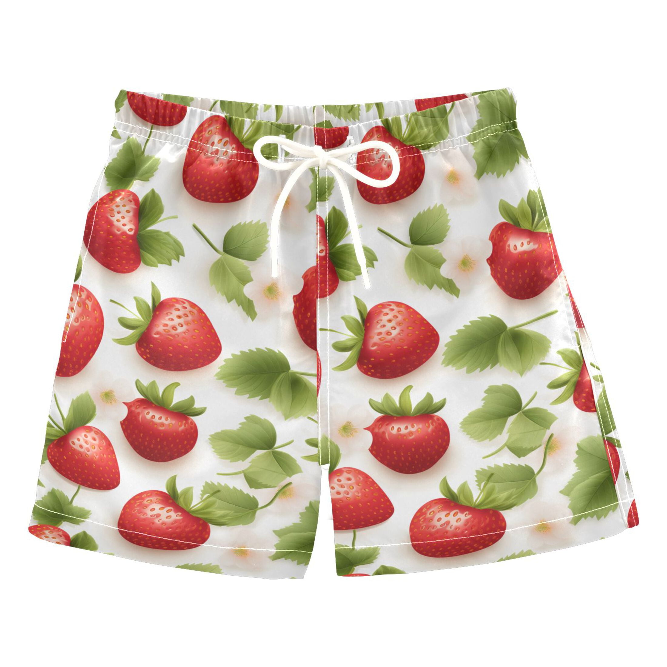 joogoo Boys Swim Trunks Strawberry with Leaf Beach Board Shorts ...
