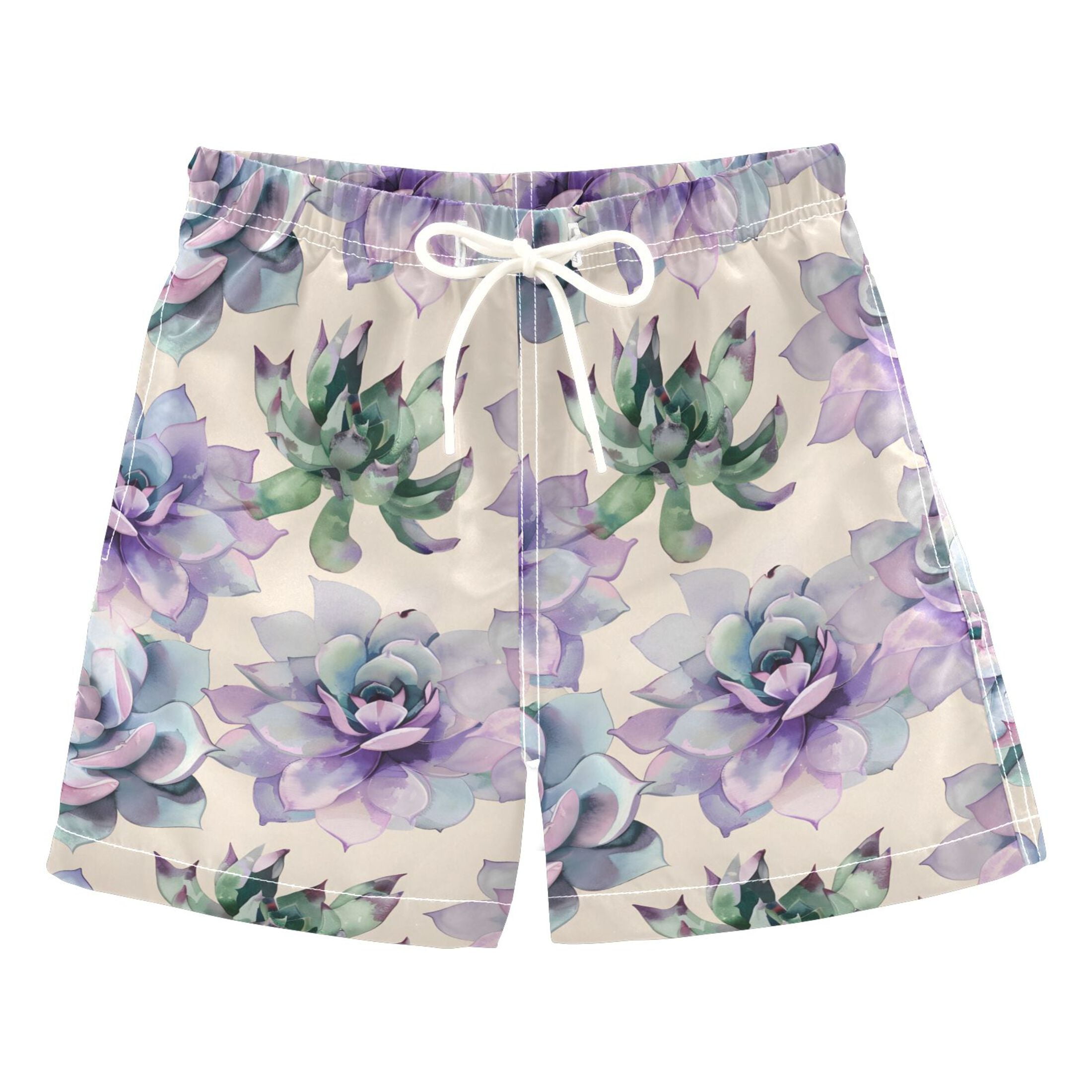 joogoo Boys Swim Trunks Succulents Plants Beach Board Shorts Drawstring ...