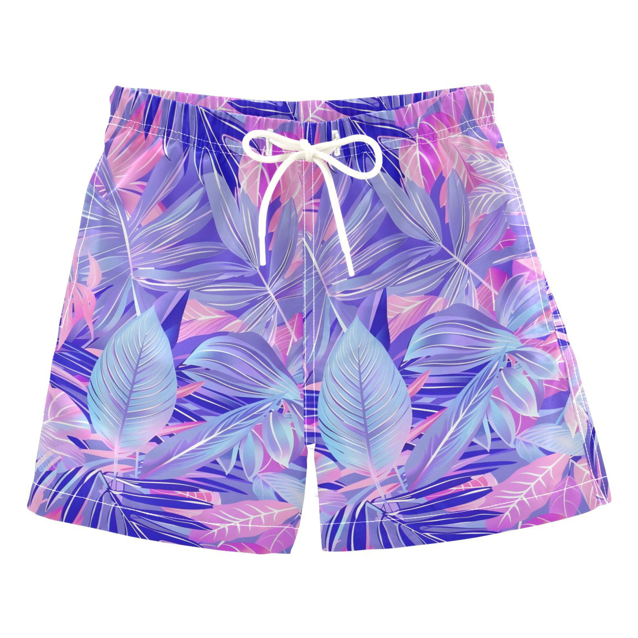 joogoo Boys Swim Trunks Tropical Plants Leaves Beach Board Shorts ...