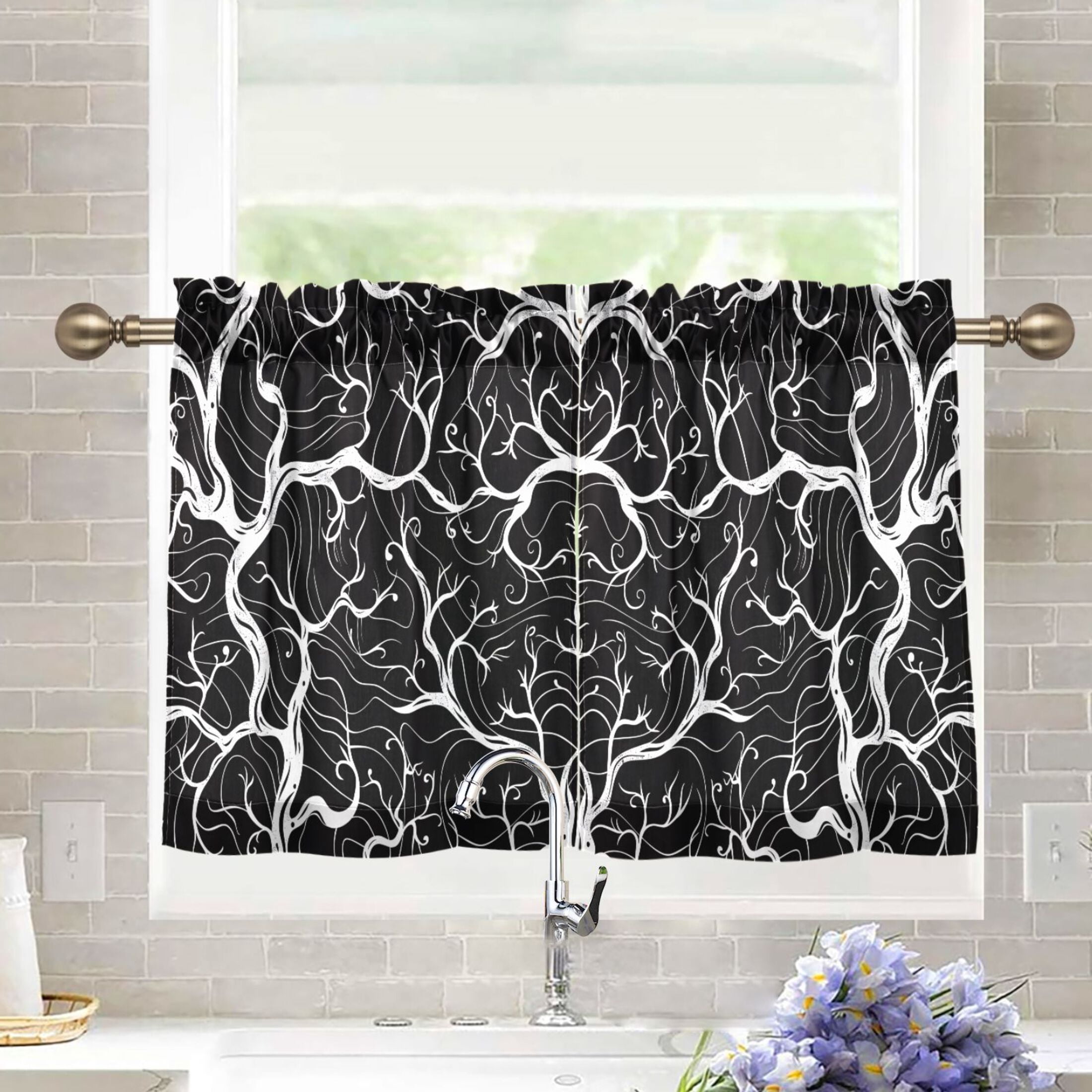 joogoo Branch Artistic Curtains Sets Half Window Cafe Farmhouse Tier 2 ...