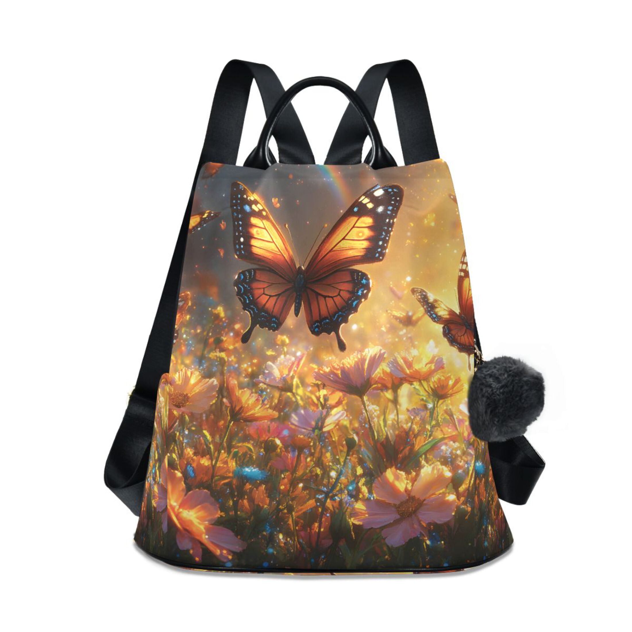 joogoo Butterflies Sunset Flower Backpack Purse for Women Anti Theft ...