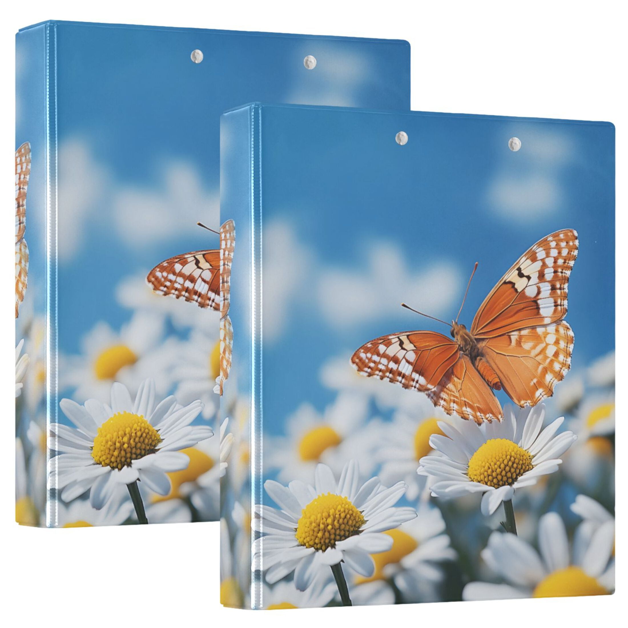 joogoo Butterfly Daisy Flower Hardcover 3 Ring Binder 1.5" Round Rings ...