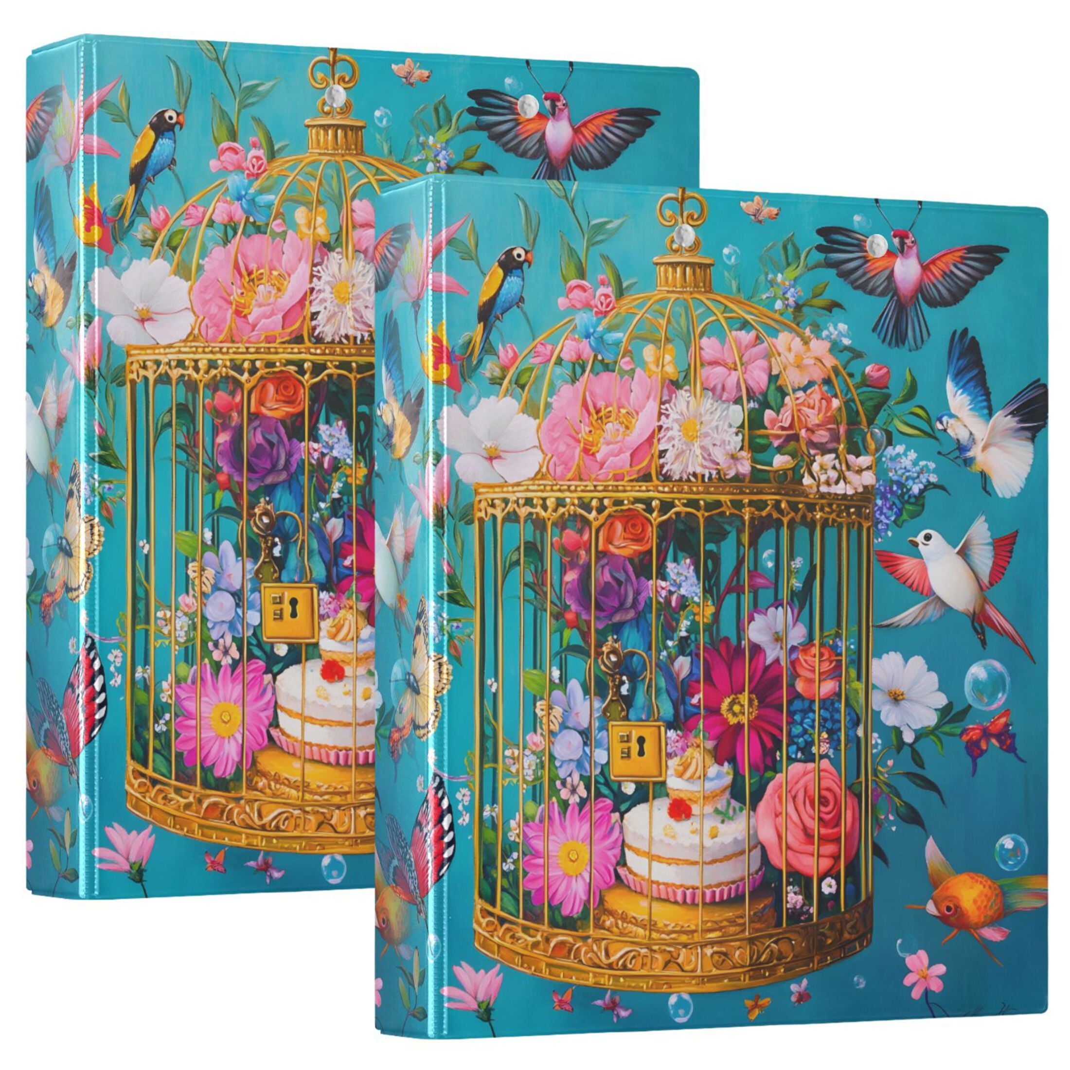 joogoo Butterfly Floral Hardcover 3 Ring Binder 1.5" Round Rings ...
