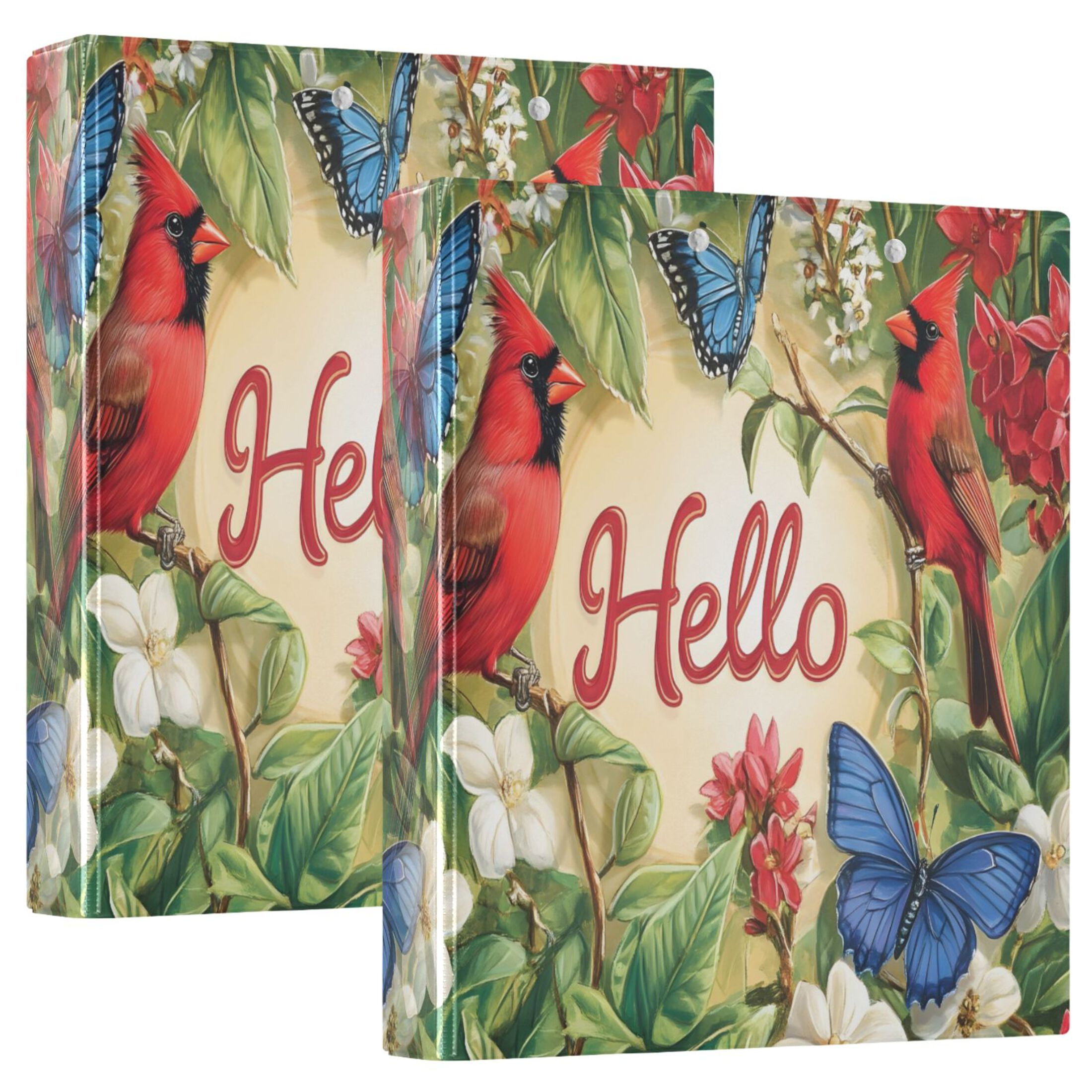 joogoo Cardinal Butterfly on Flower Hardcover 3 Ring Binder 1.5" Round ...