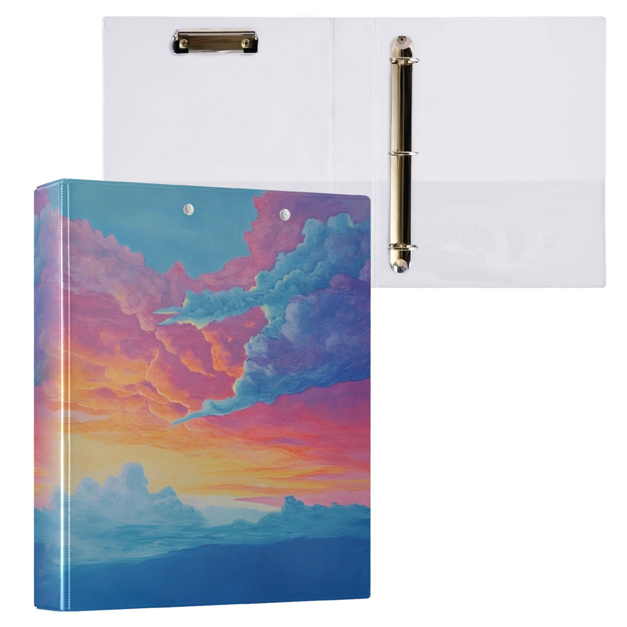 joogoo Cartoon Art Sky Hardcover 3 Ring Binder 1.5" Round Rings ...