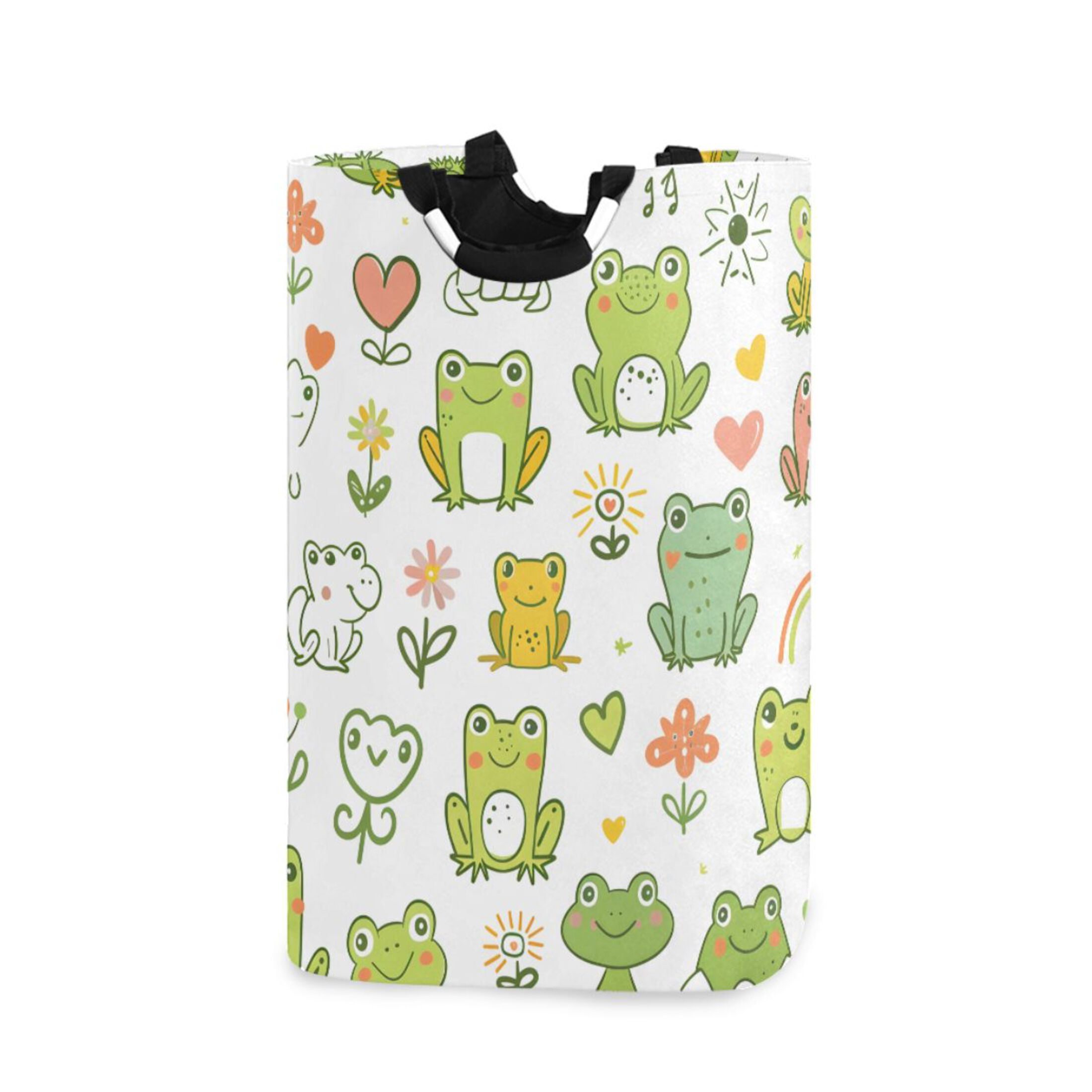 joogoo Cartoon Frog Floral Large Storage Basket with Handles ...