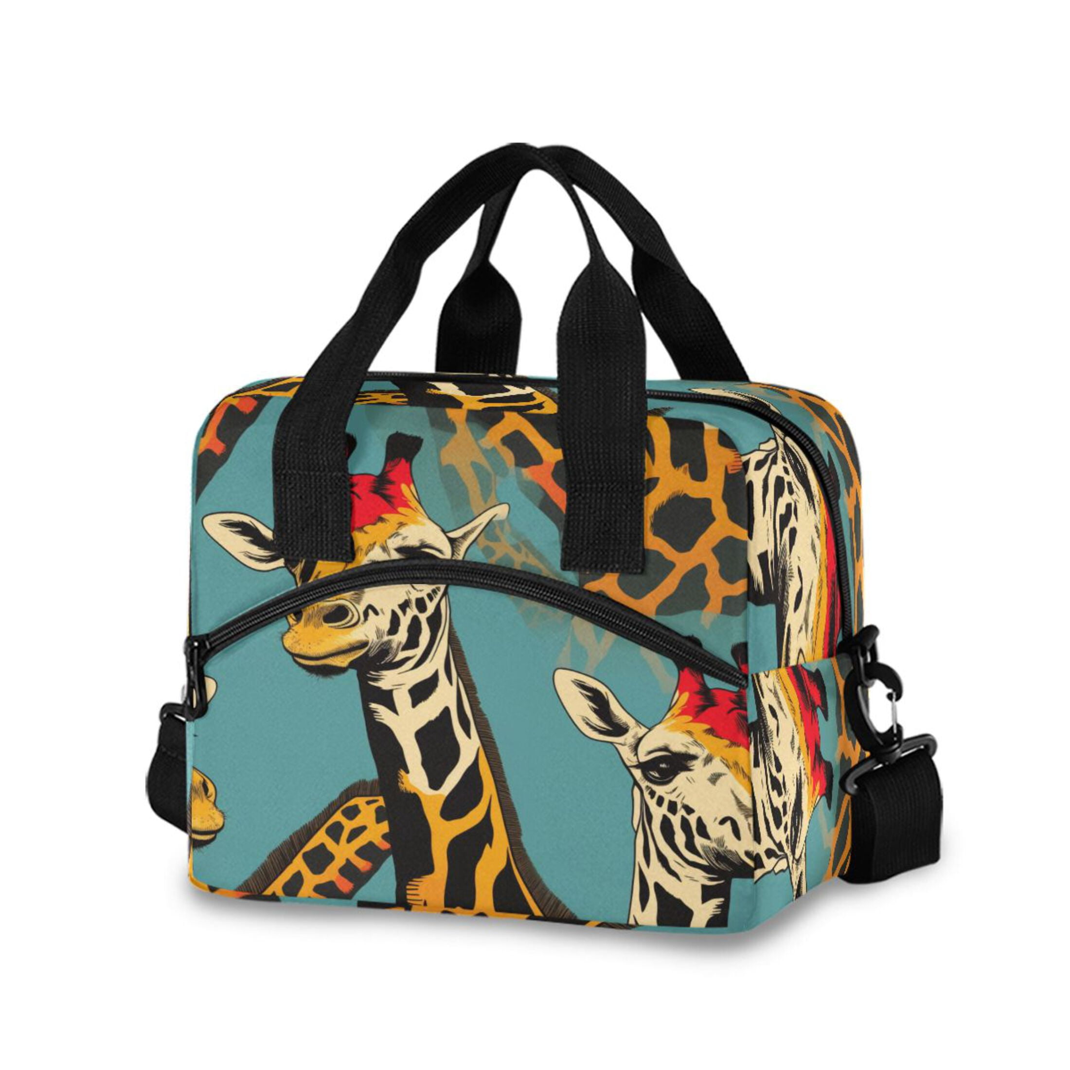 joogoo Cartoon Giraffes Insulated Lunch Bags Reusable Cooler Box with ...