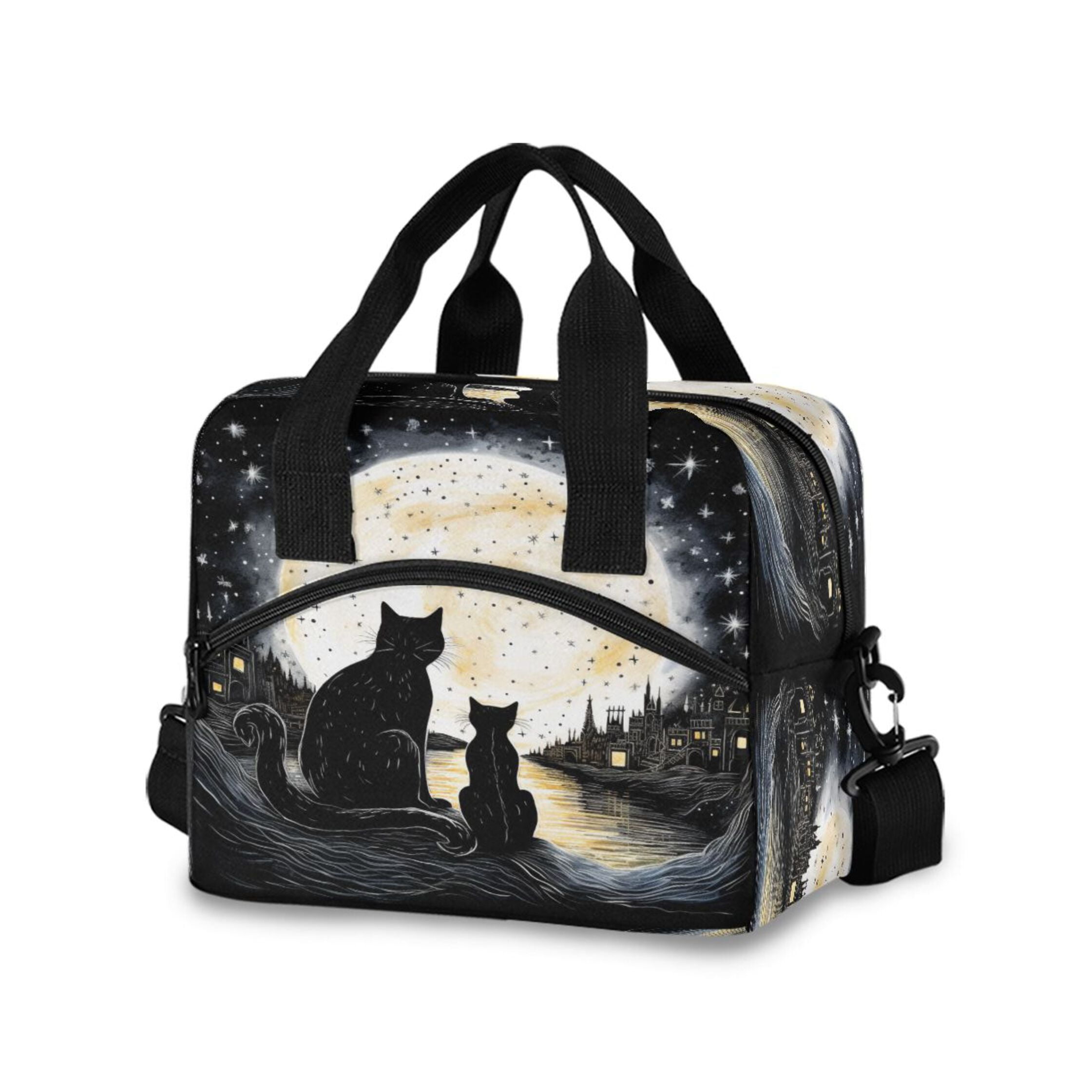 joogoo Cat in Night with Moon Insulated Lunch Bags Reusable Cooler Box ...