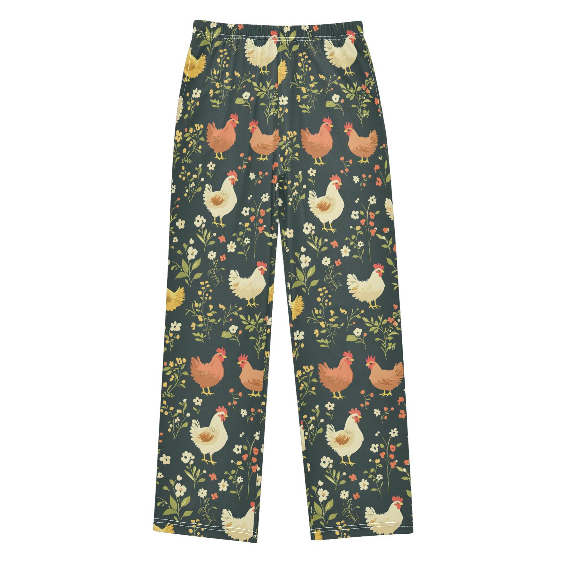 joogoo Chicken Flower Pajama Pants Pj Bottoms Sleepwear Lounge L ...