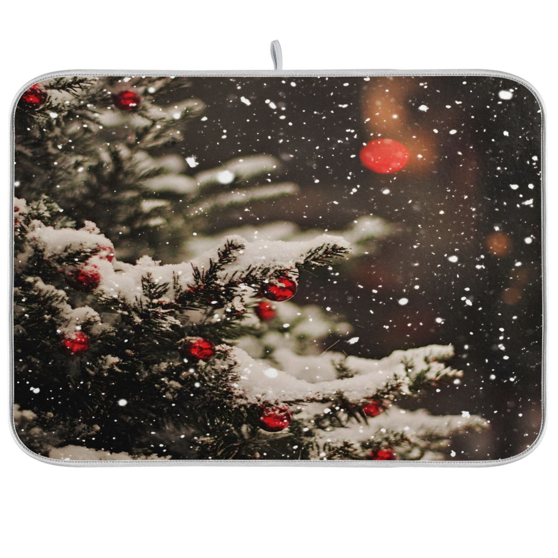 joogoo Christmas Snow Dish Drying Mat Kitchen Counter Absorbent Drying ...