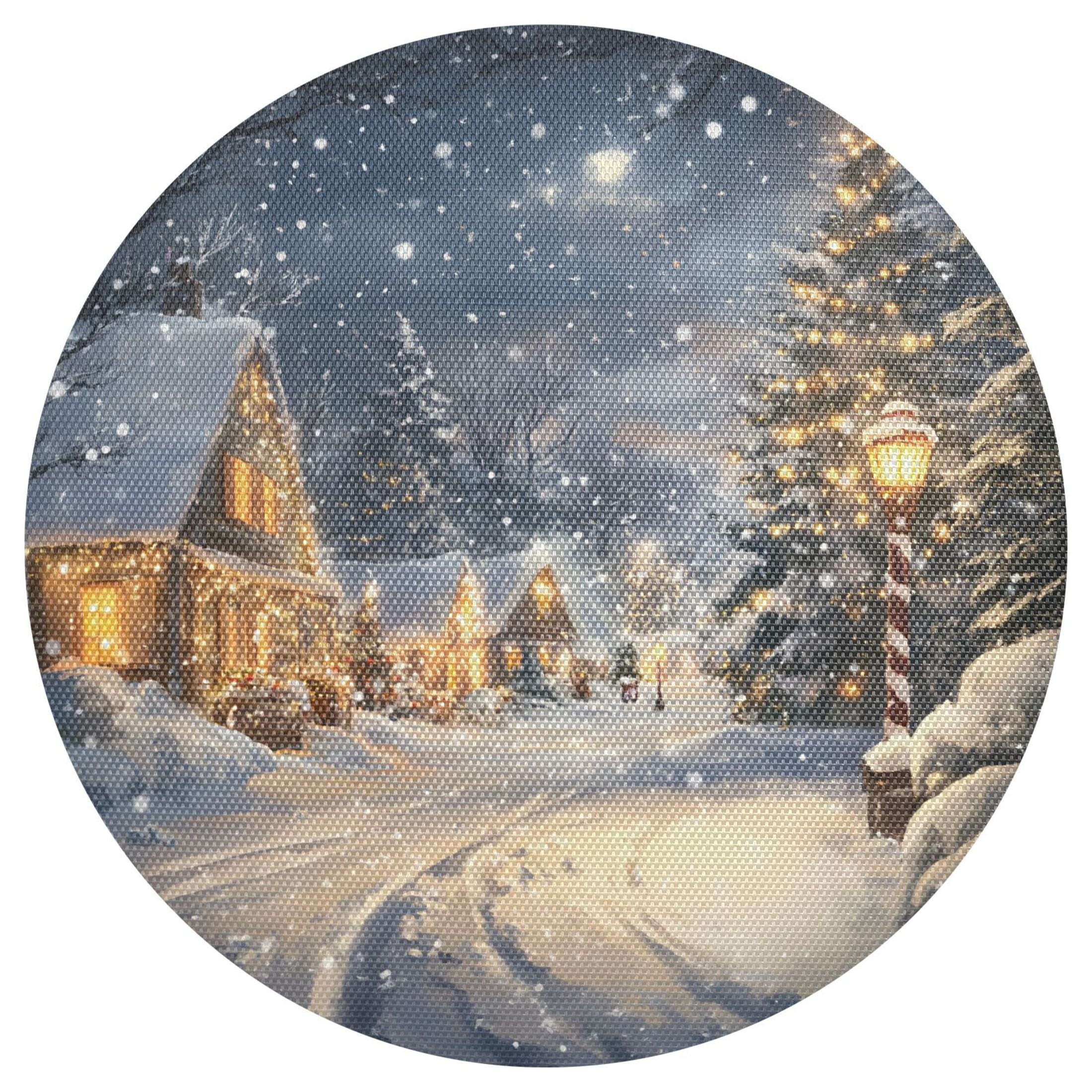 joogoo Christmas Vintage Winter View Round Plate Mats for Dining Table ...