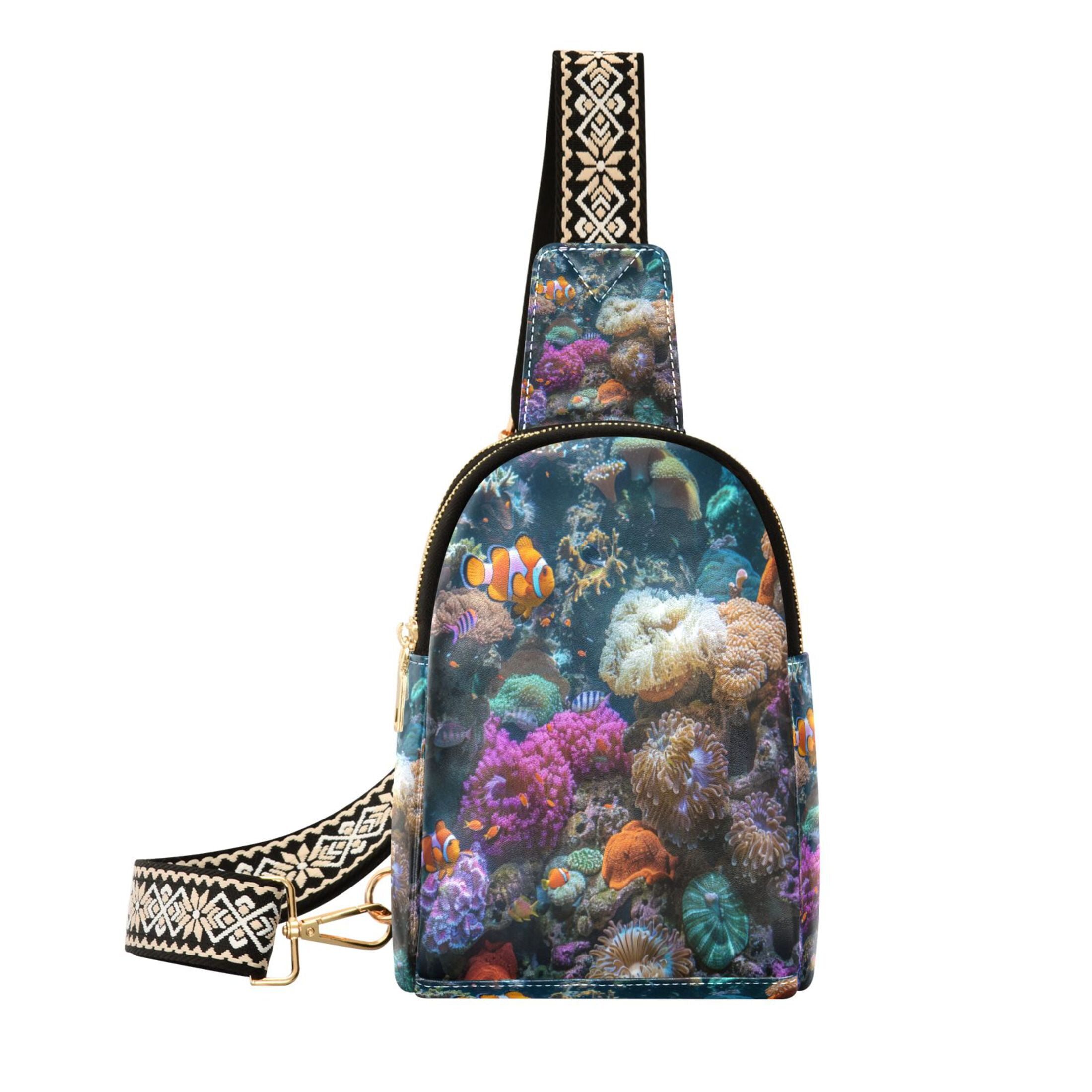 joogoo Clownfish Corals under The Sea Sling Backpack Crossbody Shoulder ...