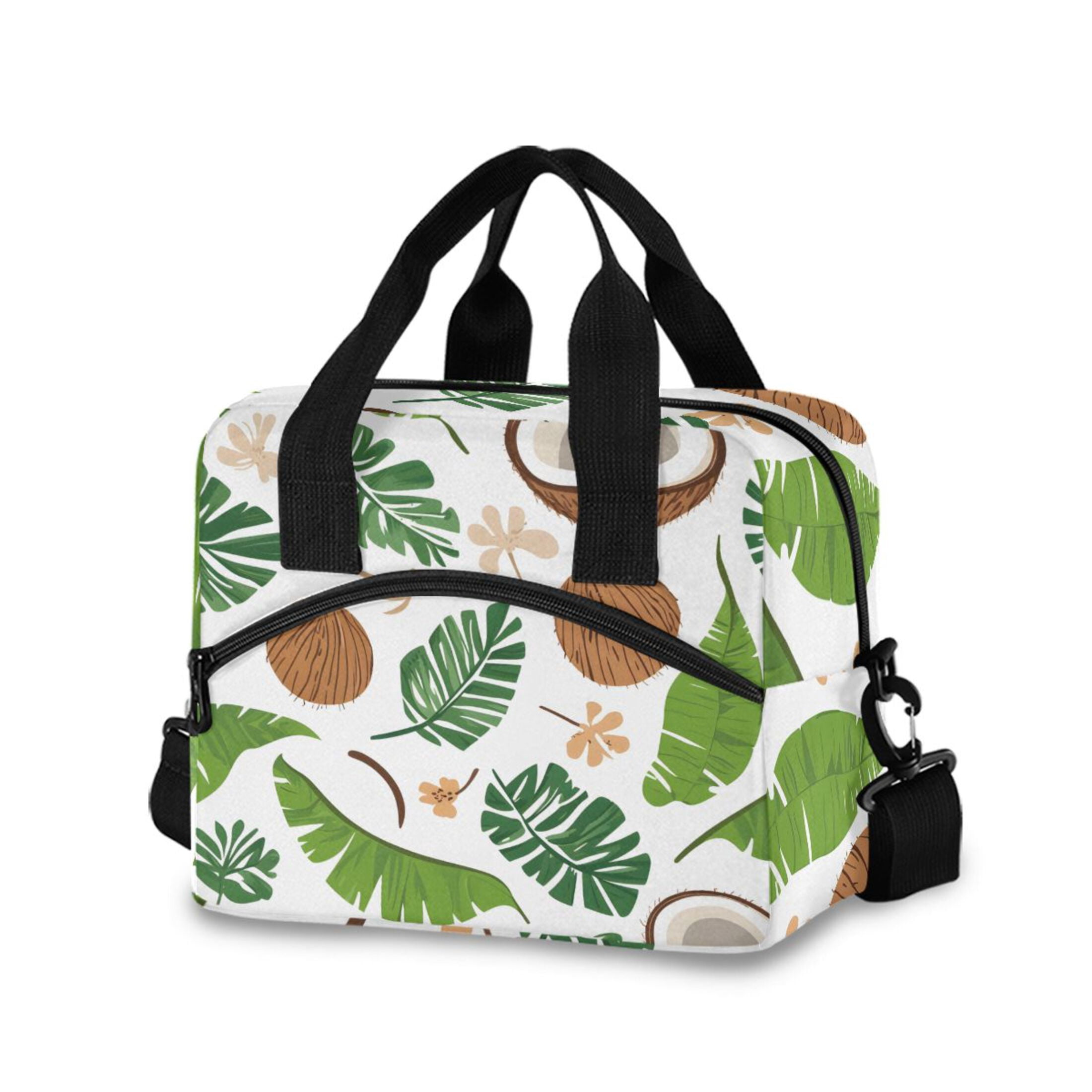 joogoo Coconut Tropical Leaves Insulated Lunch Bags Reusable Cooler Box ...