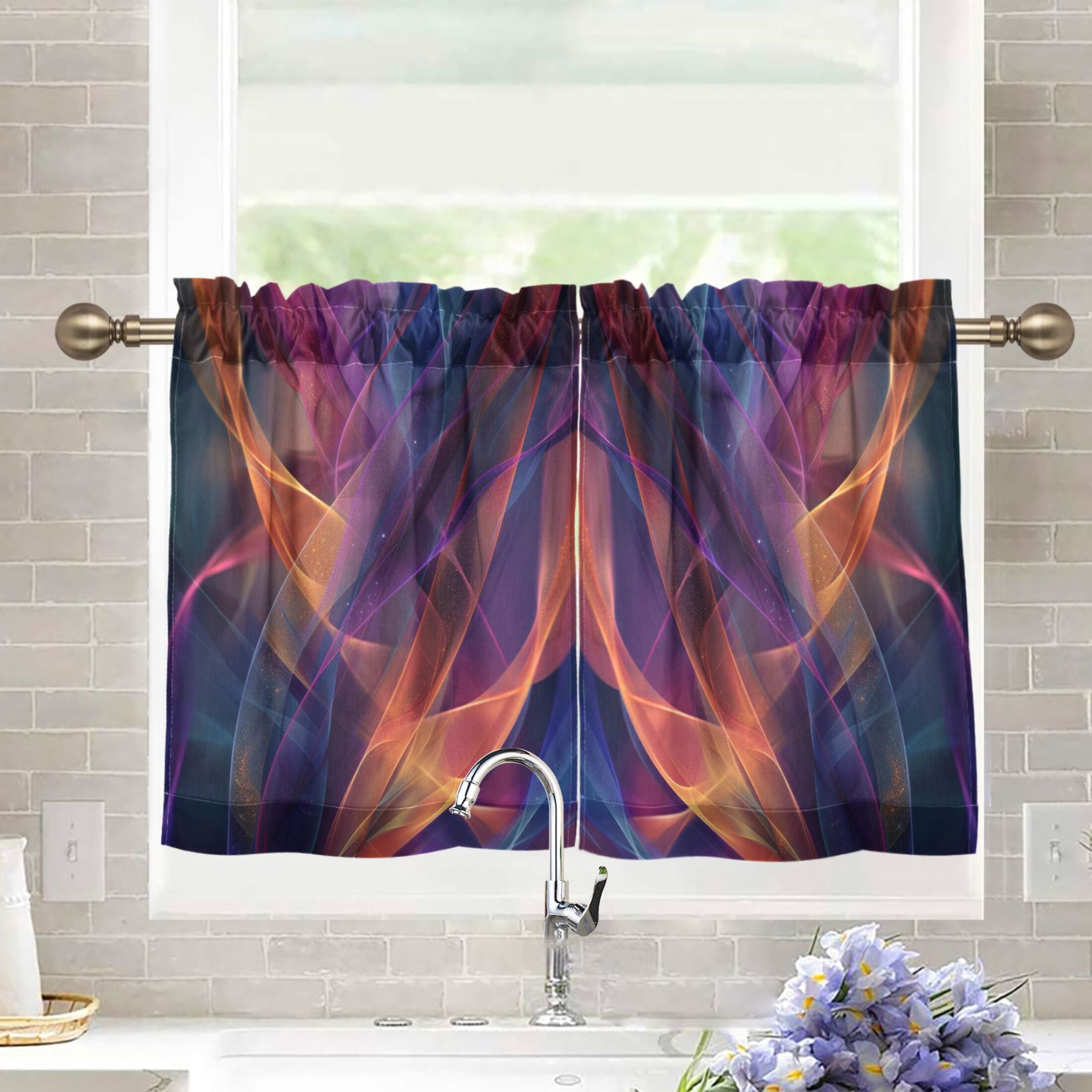 joogoo Colorful and Elegant Background Curtains Sets Half Window Cafe ...