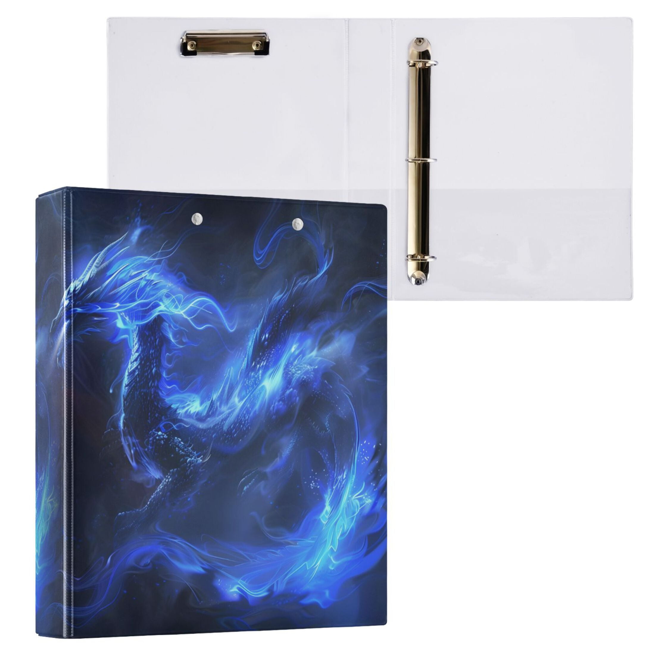 joogoo Cool Dragon with Flames Hardcover 3 Ring Binder 1.5" Round Rings ...