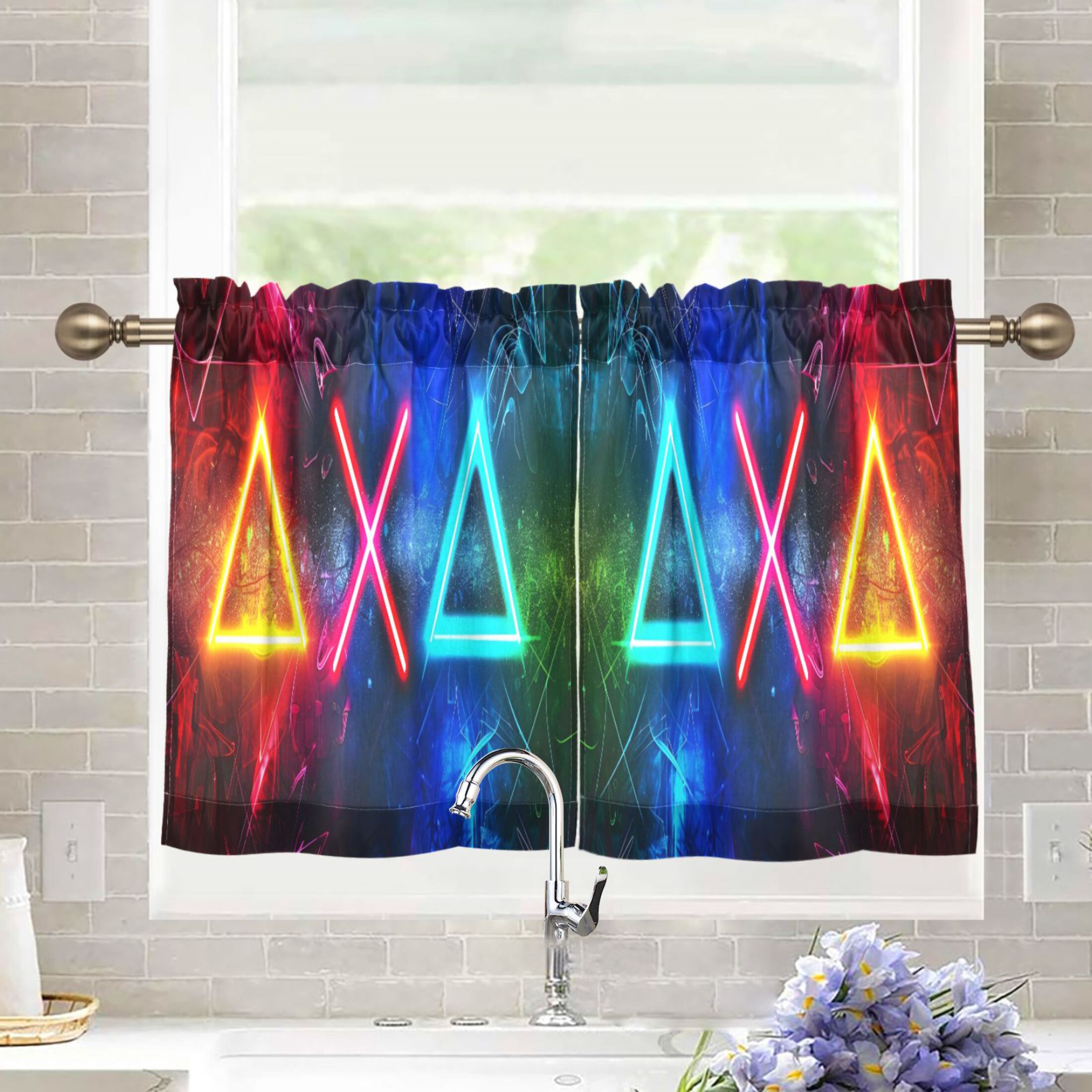 joogoo Cool Geometric Style Curtains Sets Half Window Cafe Farmhouse ...