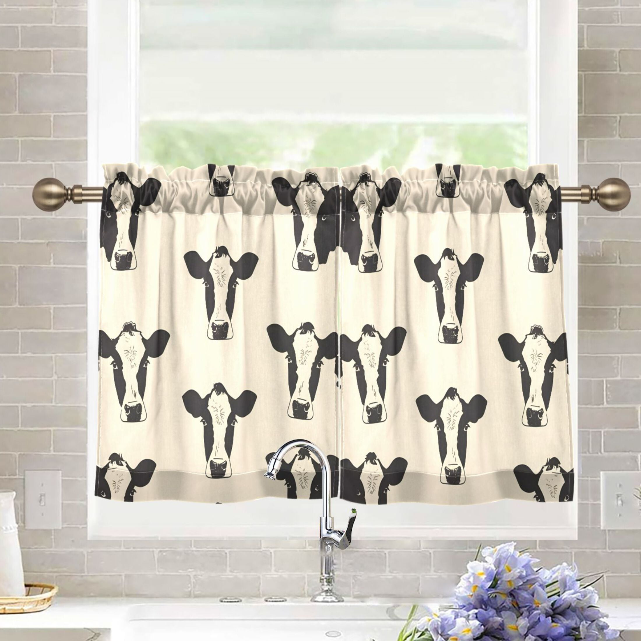 joogoo Cows Curtains Sets Half Window Cafe Farmhouse Tier 2 Panels ...