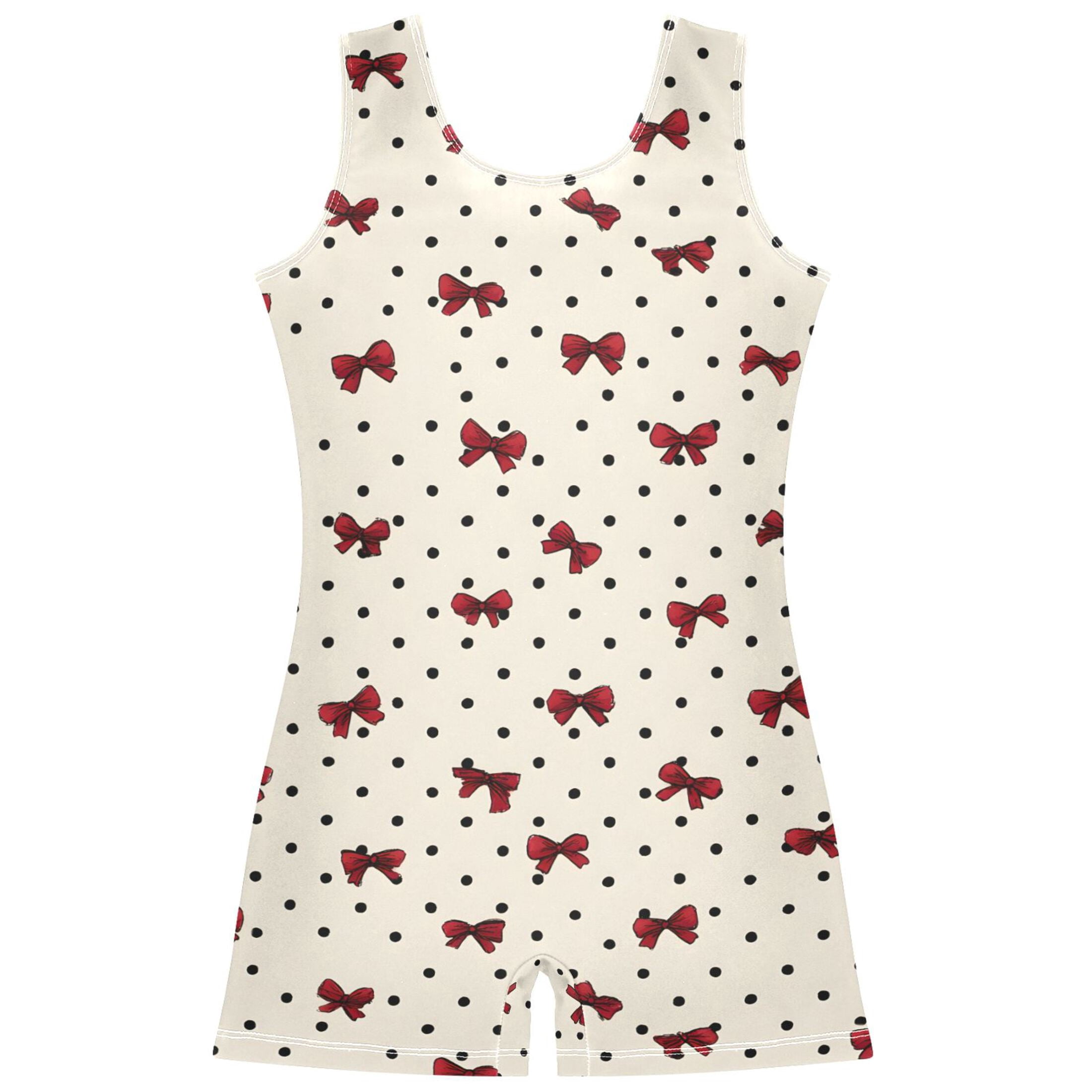 joogoo Cute Bow Polka Dots Pattern Girls Leotards Gymnastics Tumbling ...