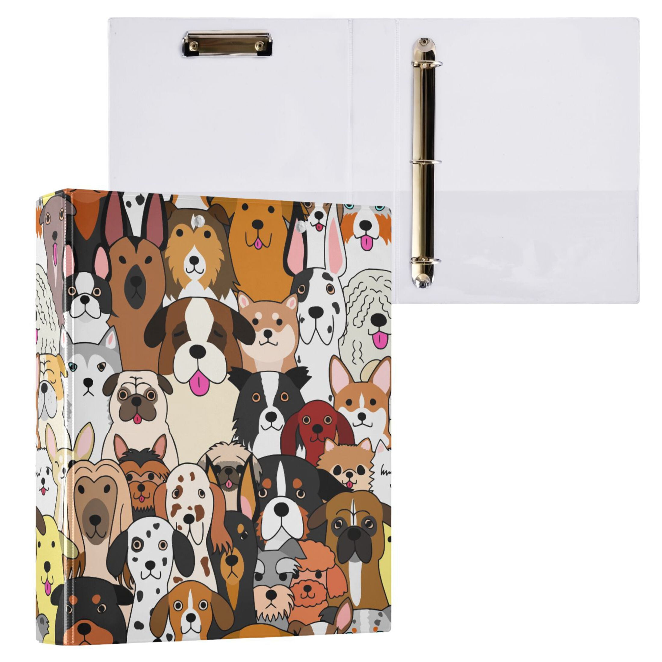 joogoo Cute Doodle Dog Animal Hardcover 3 Ring Binder 1.5" Round Rings ...