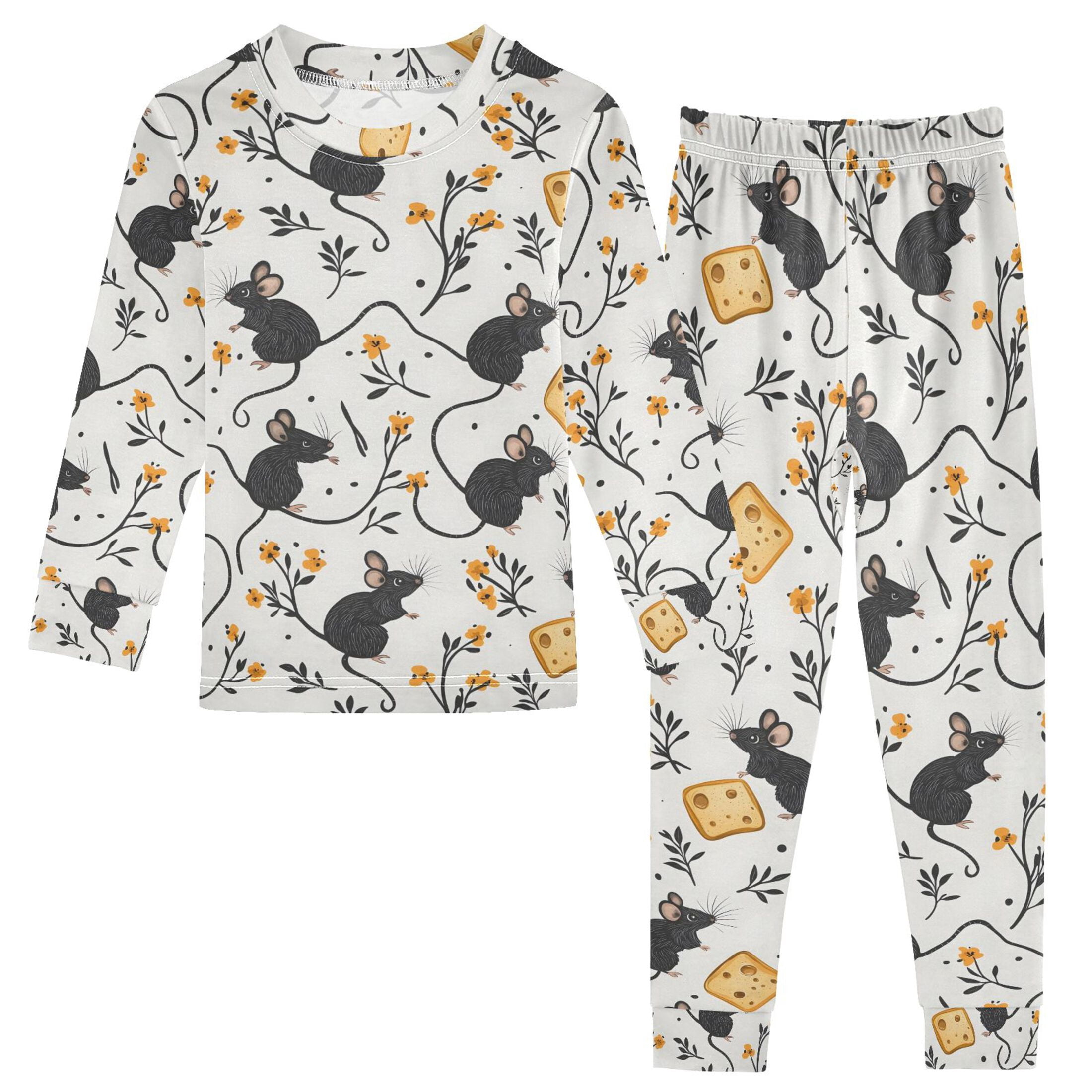 joogoo Cute Mouse Rat 2 Piece Long Sleeve Tee and Pants Cotton Pajama ...