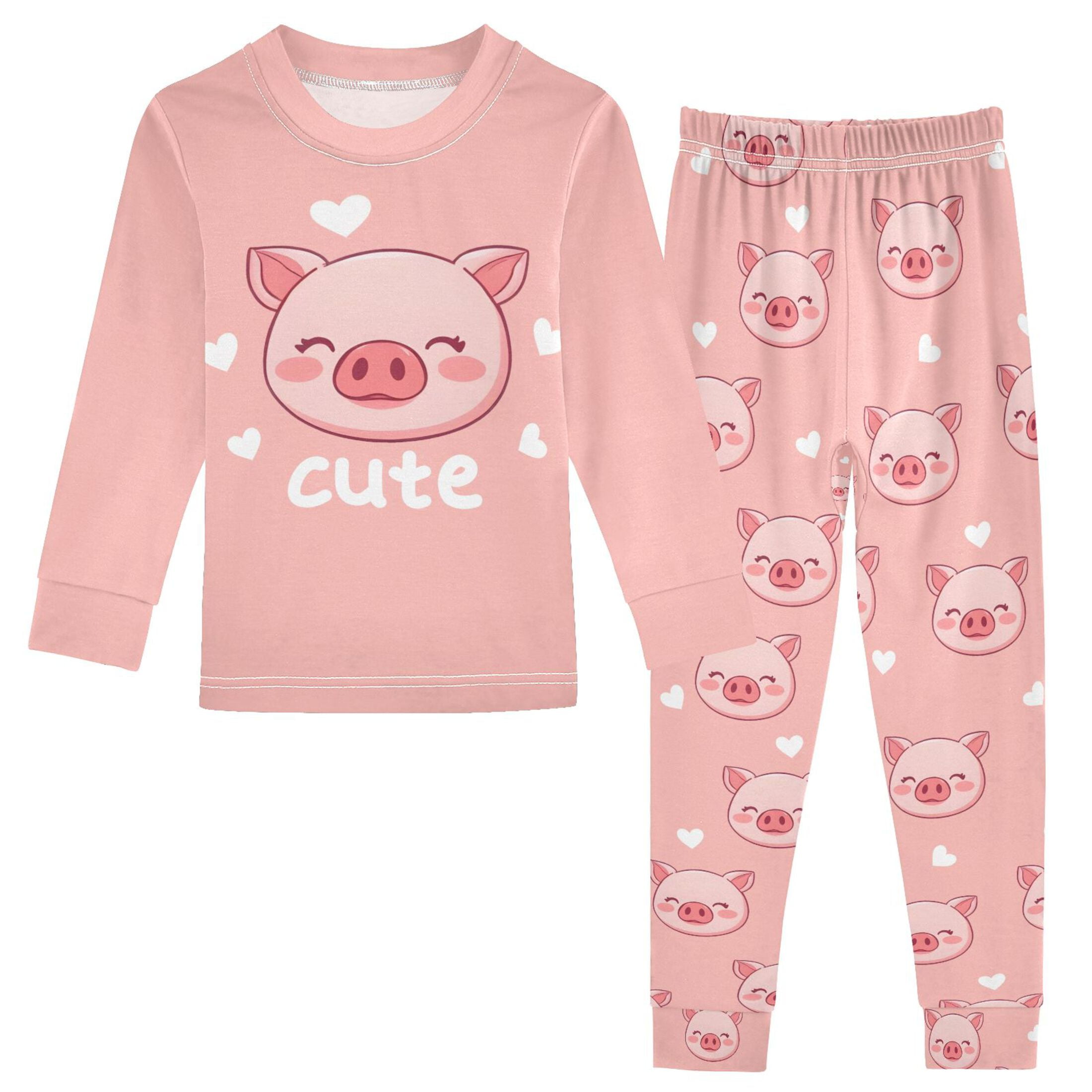joogoo Cute Pigs Pajamas Set Long Sleeve Soft Cotton Sleepwear 2 Piece ...