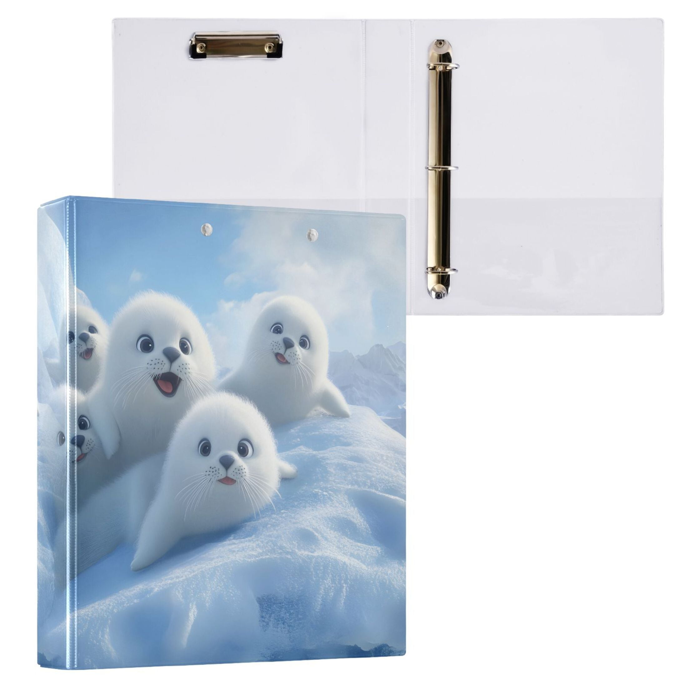 joogoo Cute Seal Hardcover 3 Ring Binder 1.5" Round Rings Interior ...
